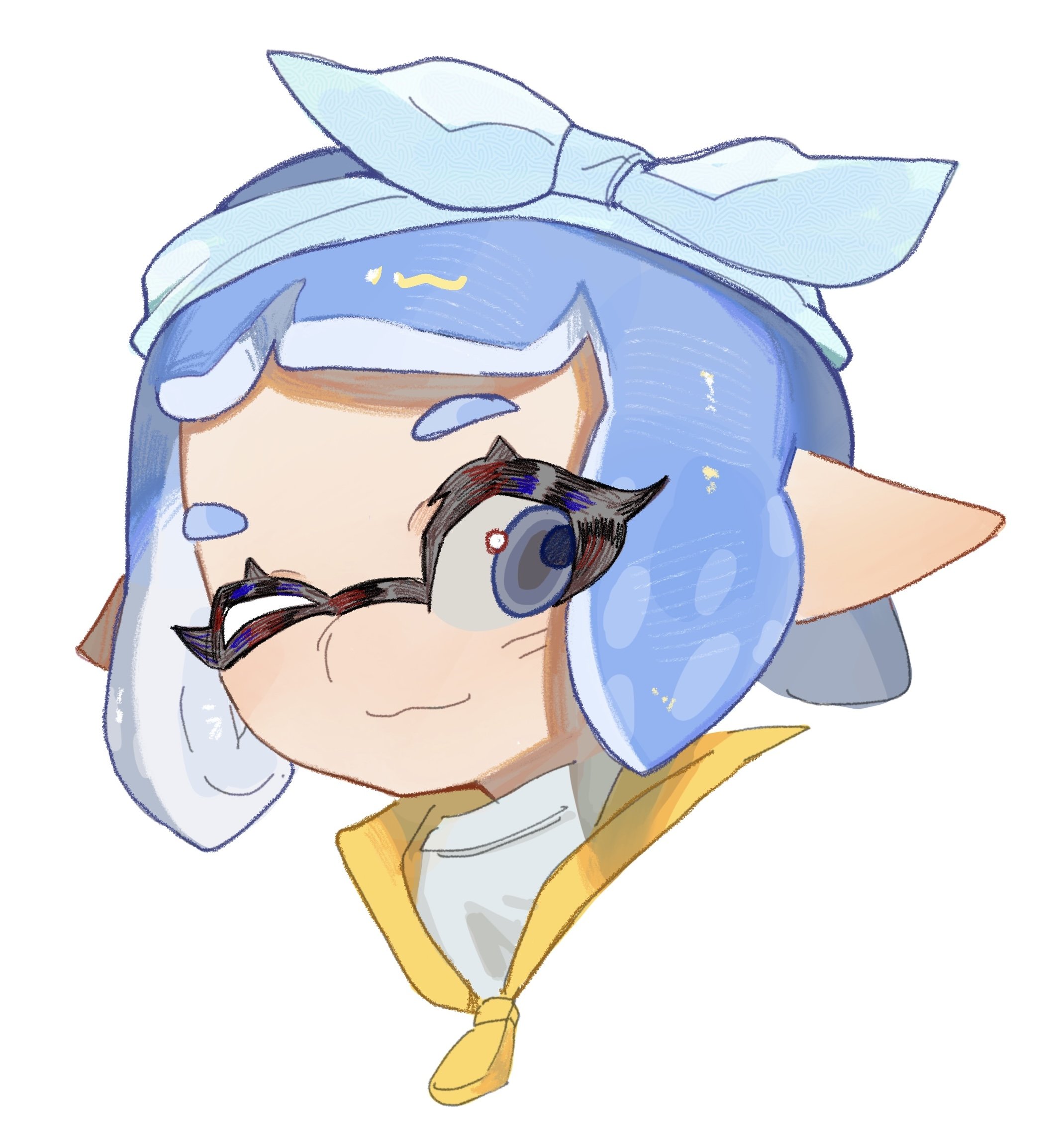 Safebooru - 1girl :3 blue hair bow closed mouth commentary commission ...