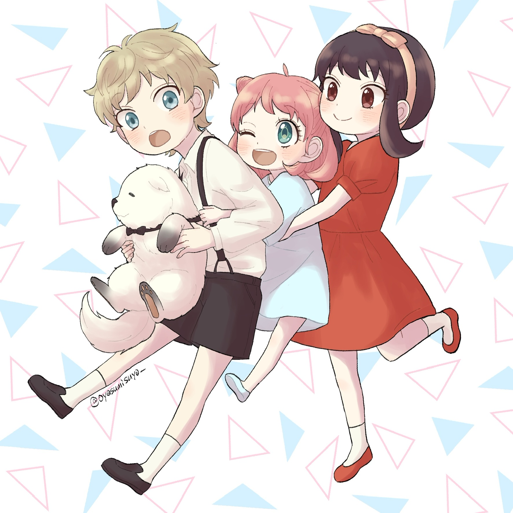 Safebooru - 1boy 2girls ;d aged down ahoge alternate costume animal anya (spy x family) aqua ...