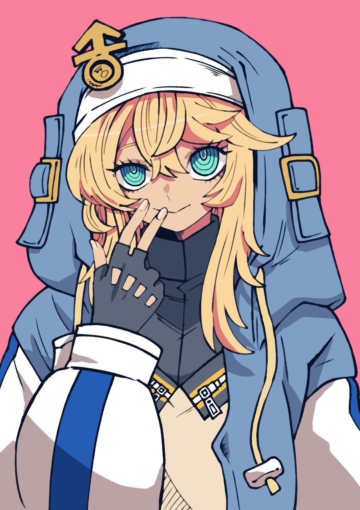 Safebooru - 1girl androgyne symbol batchgooya black gloves blonde hair bridget (guilty gear ...