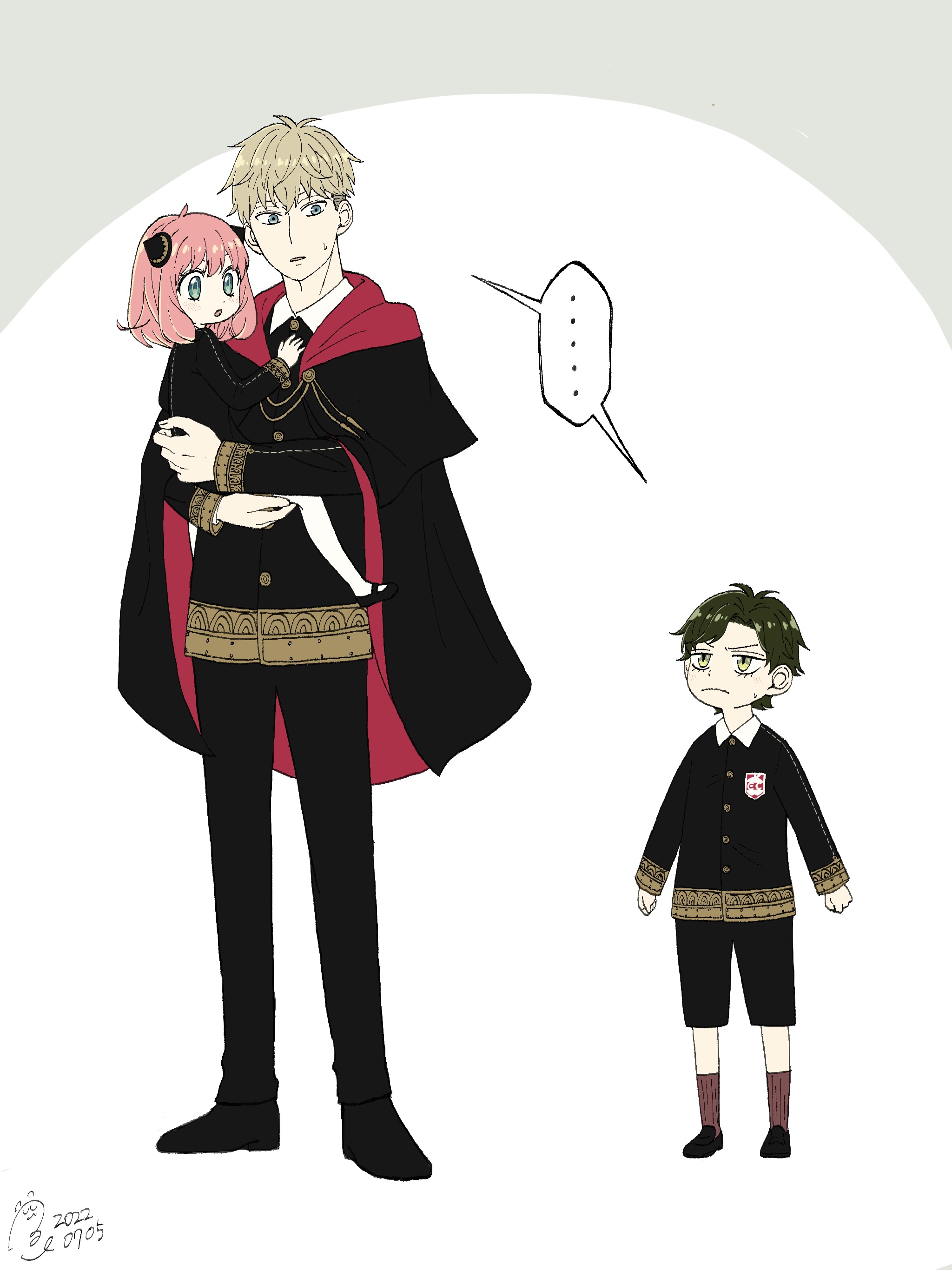 Safebooru - ... 1girl 2022 2boys :o absurdres alternate costume anya (spy x family) aqua eyes ...