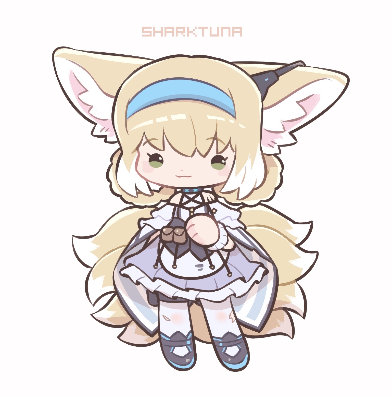 Safebooru - 1girl :3 animal ears arknights artist name bare shoulders black footwear blonde hair ...