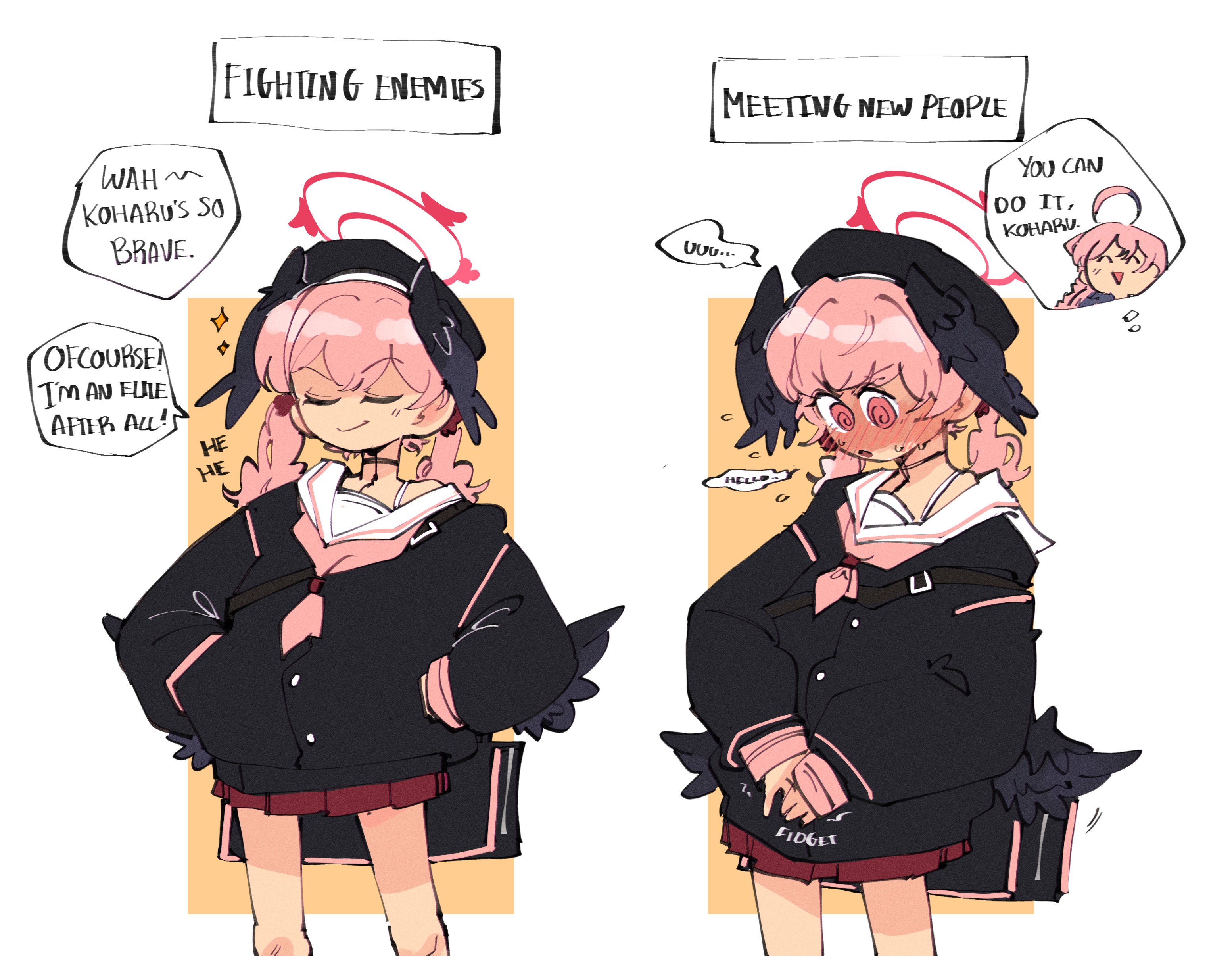 Safebooru - 2girls @ @ absurdres ahoge beret black headwear black shirt black wings blue archive ...