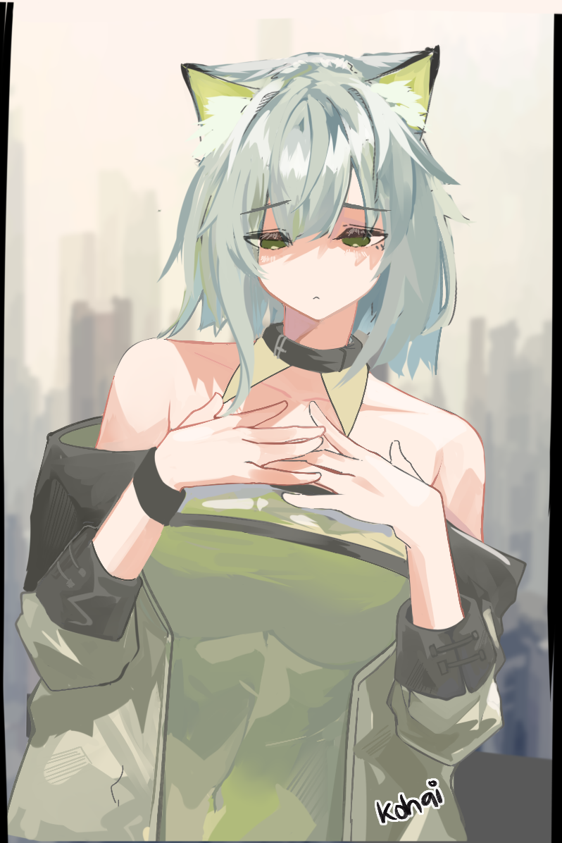 Safebooru - 1girl animal ear fluff animal ears arknights bare shoulders ...