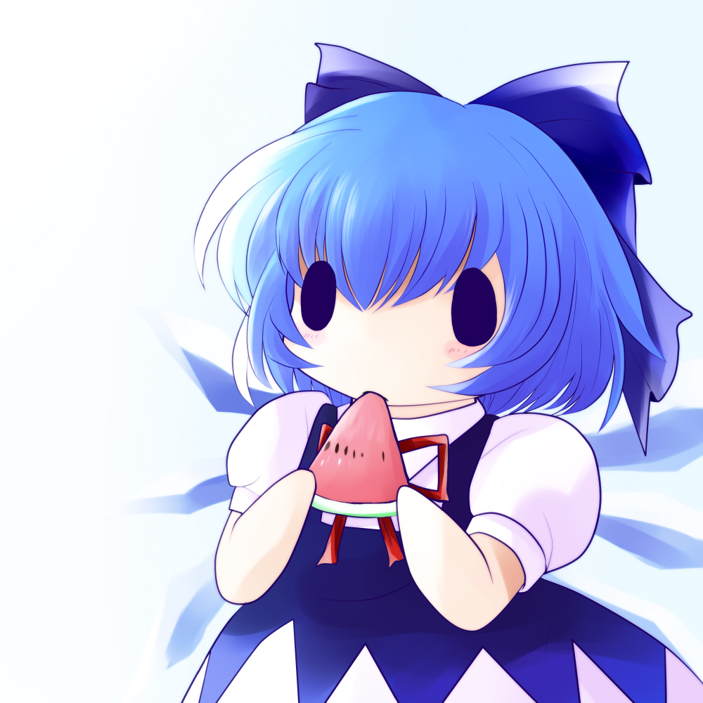 Safebooru - cirno eating food fruit holding holding fruit touhou ...