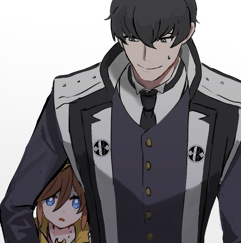 Safebooru - 1boy 1girl ace attorney aged down athena cykes black hair black necktie black suit ...