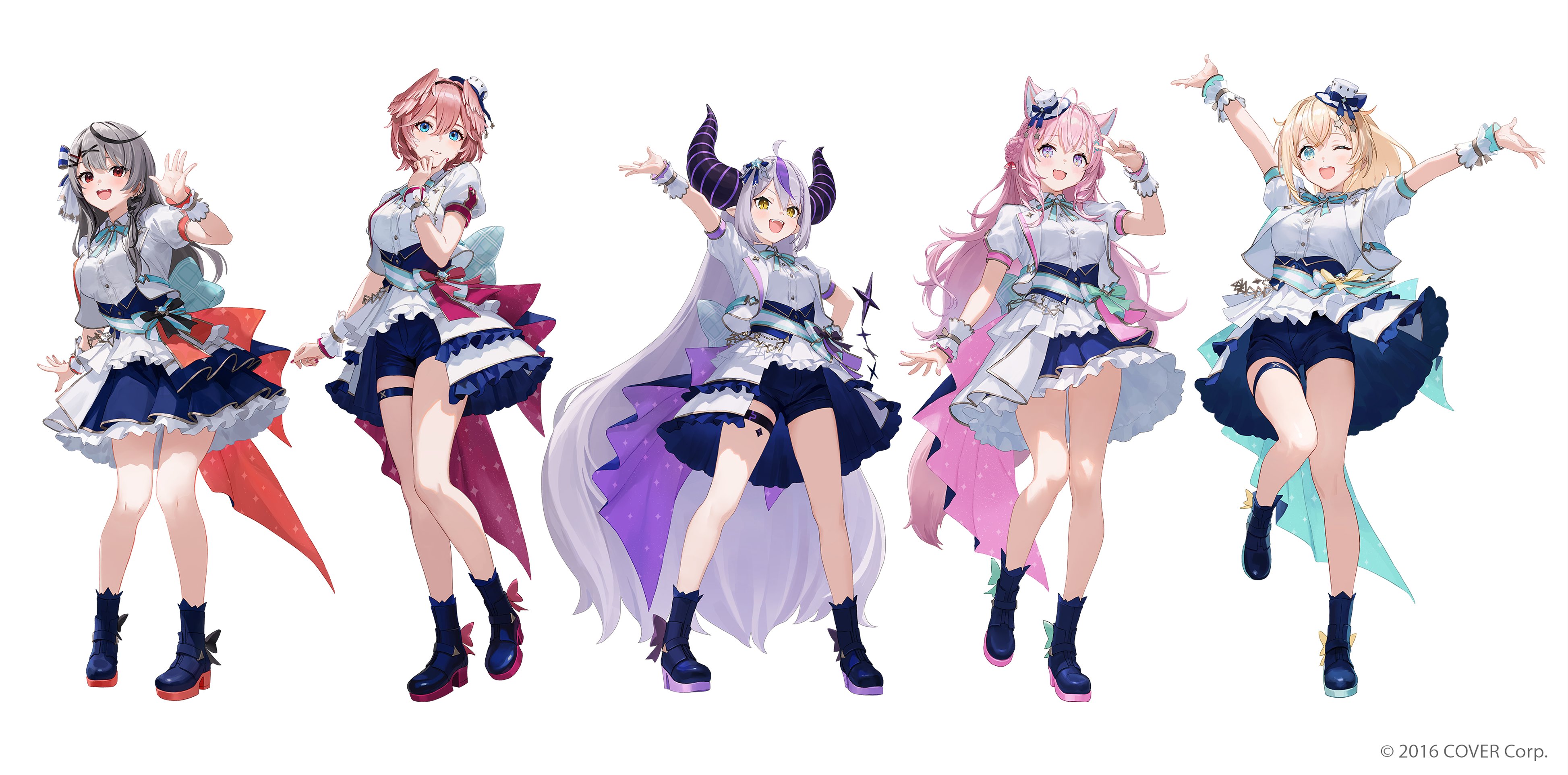 Safebooru - 5girls :d ;d \o/ absurdly long hair absurdres ahoge animal ears ankle boots aqua bow ...