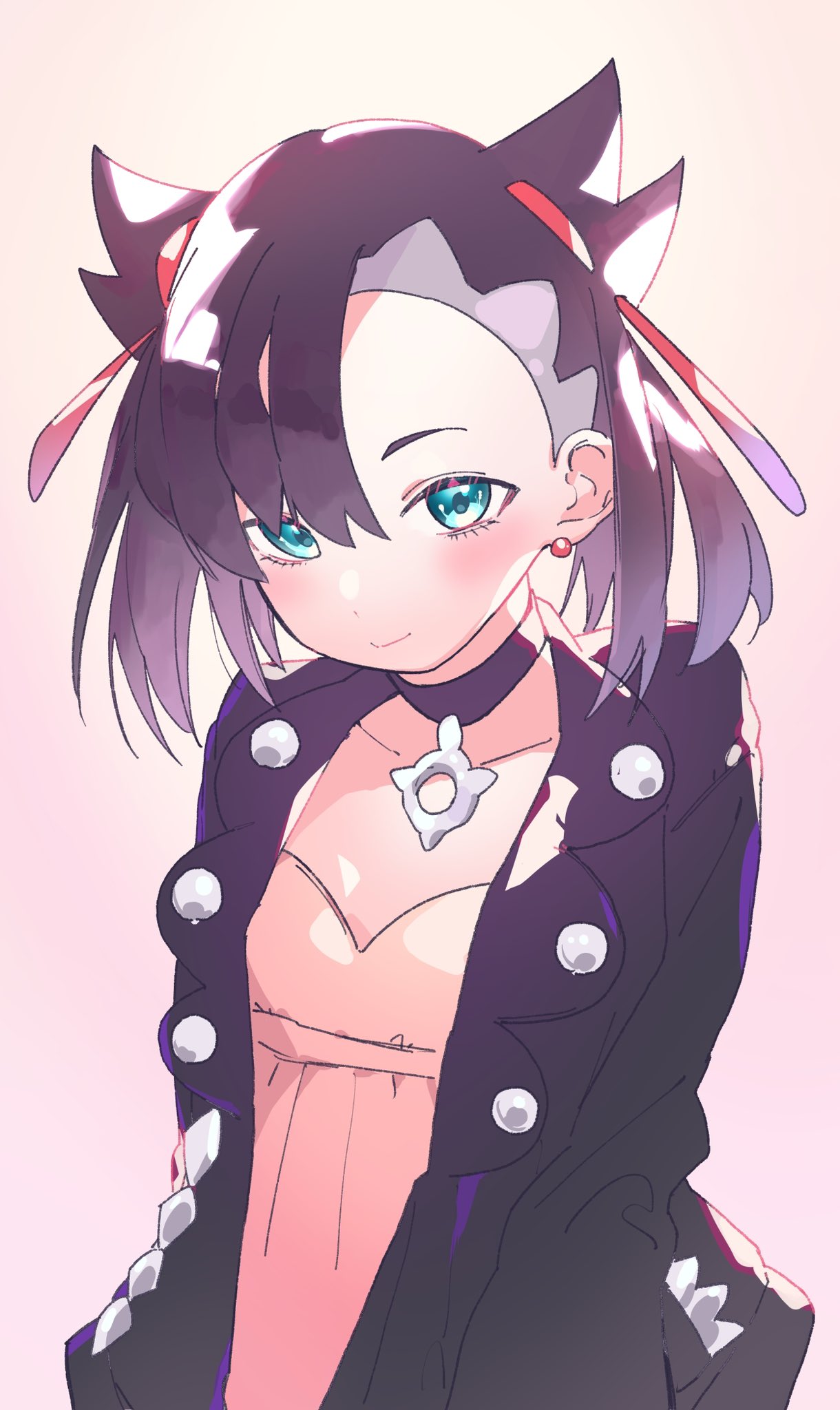 Safebooru - 1girl asymmetrical bangs black collar black jacket blue eyes blush collar commentary ...
