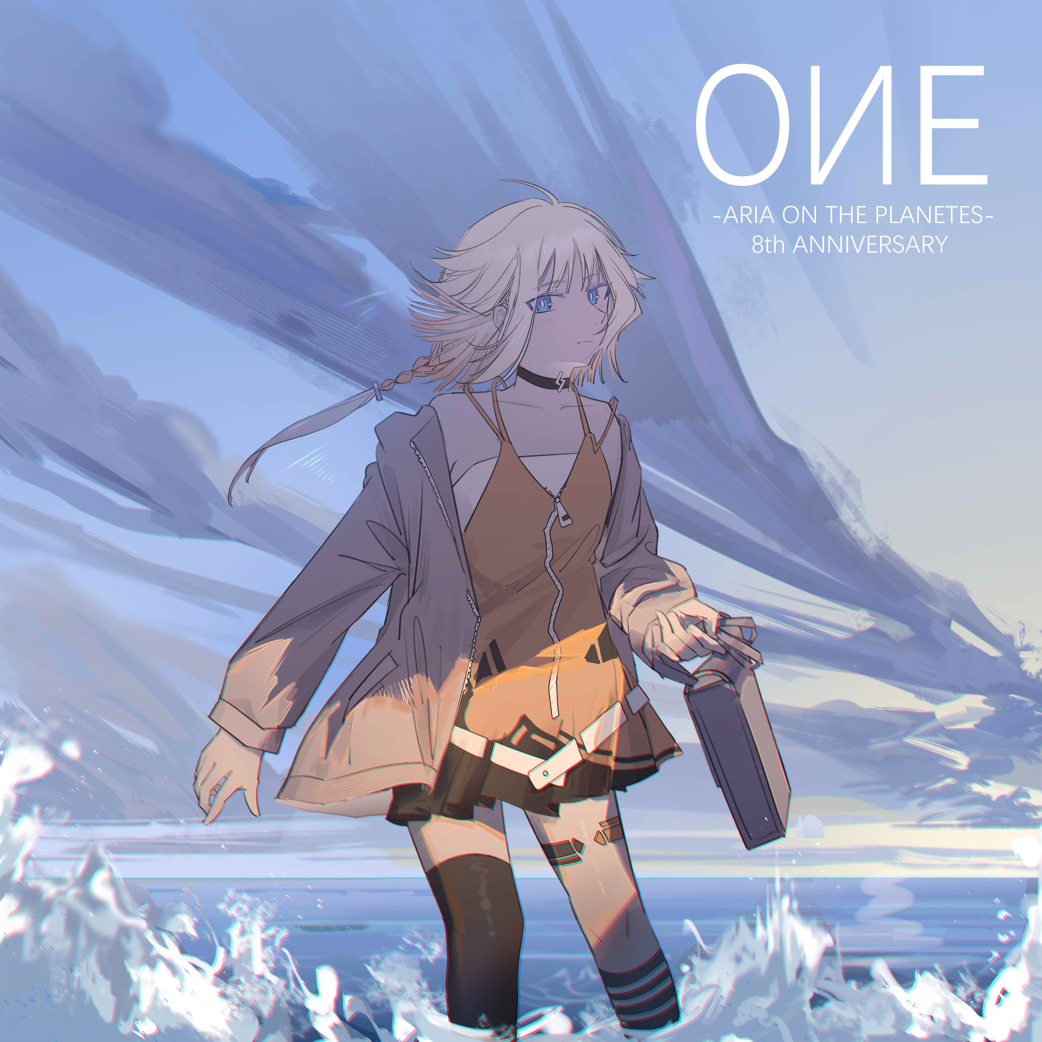 Safebooru - 1girl absurdres anniversary arm at side asymmetrical legwear bag belt black choker ...