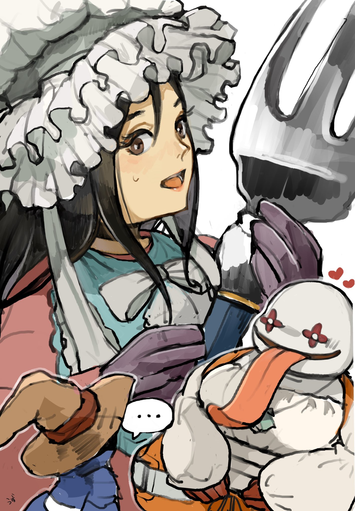 Safebooru - ... 1boy 1girl 1other black hair bodysuit bow brown eyes ...