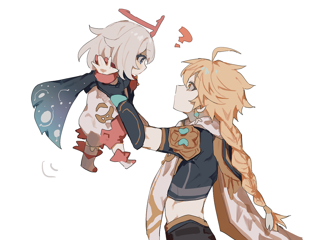 Safebooru - 1boy 1girl ? aether (genshin impact) ahoge black gloves ...