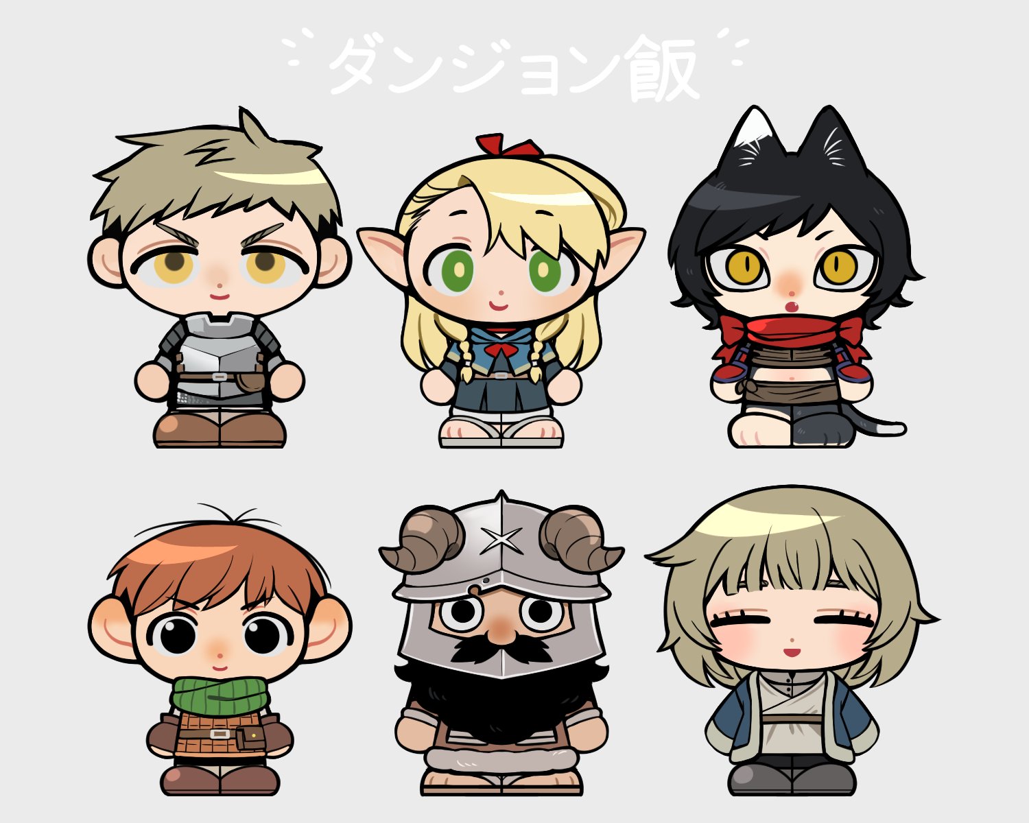 Safebooru - 3boys 3girls animal ears armor beard black eyes blonde hair cat ears cat girl cat ...