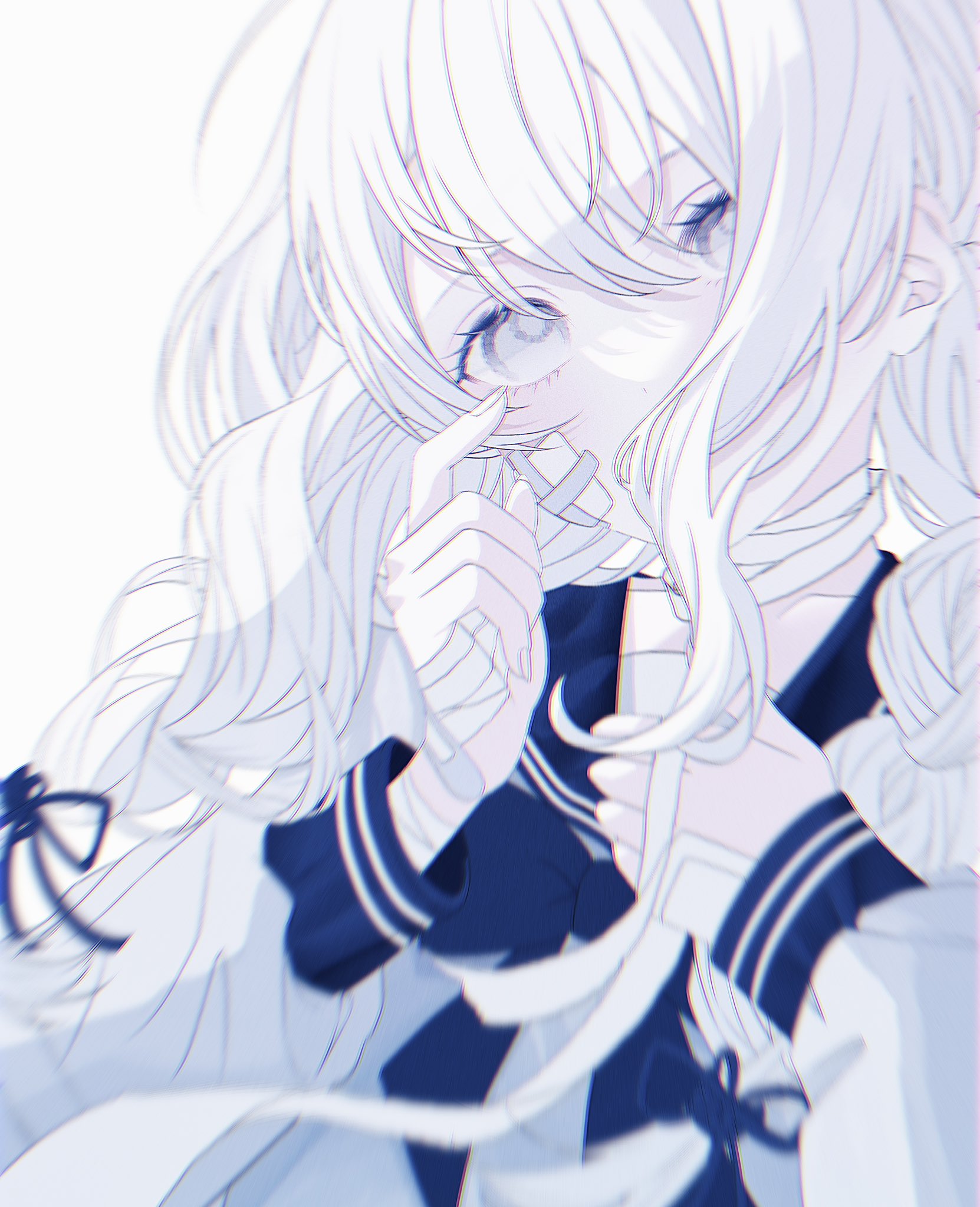 Safebooru - 1girl bandaged arm bandaged chest bandaged hand bandaged neck bandages blue bow blue ...