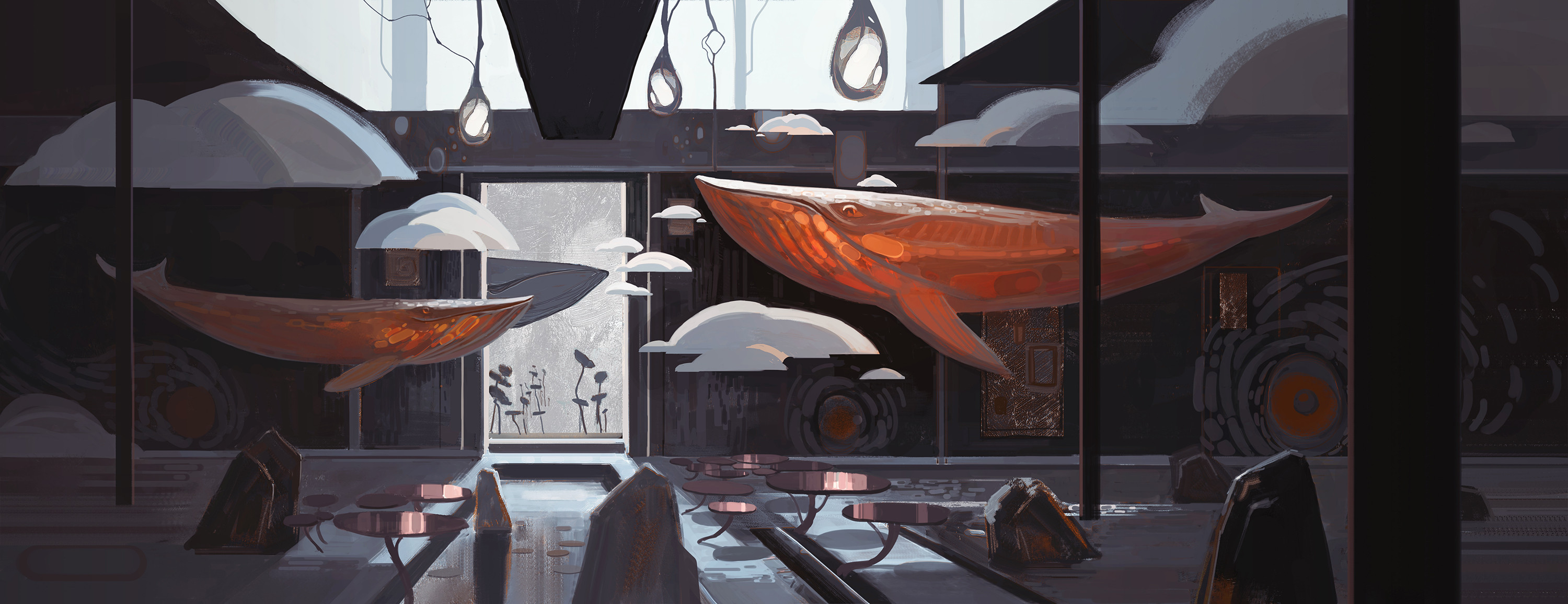 Safebooru - 961020401z abstract ceiling clouds day faux traditional ...