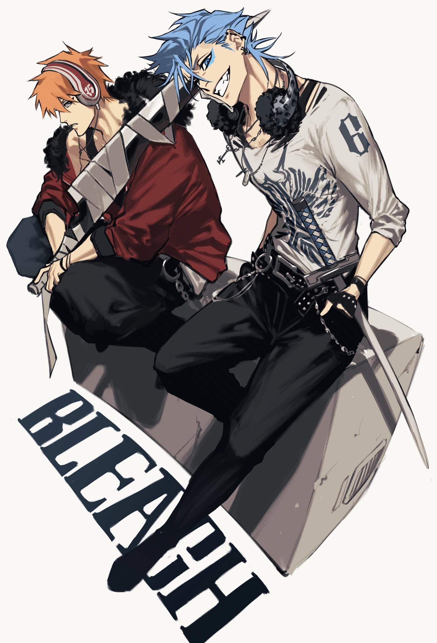 Safebooru - 2boys alternate costume arrancar belt black belt black ...