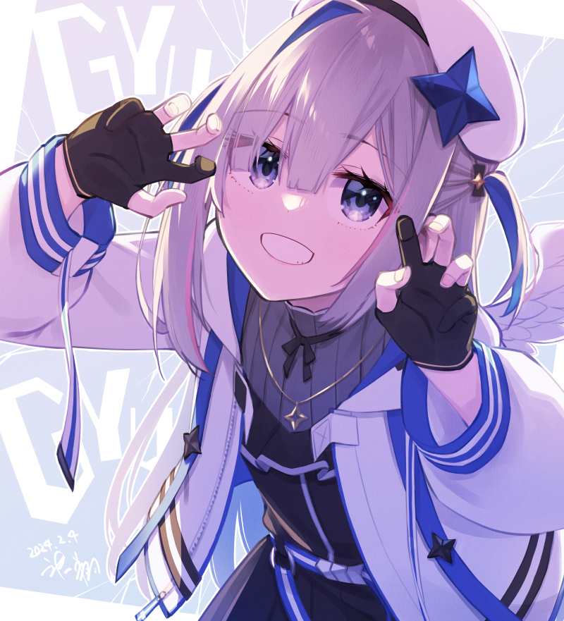 Safebooru - 1girl amane kanata amane kanata (work) angel angel wings artist name asymmetrical ...