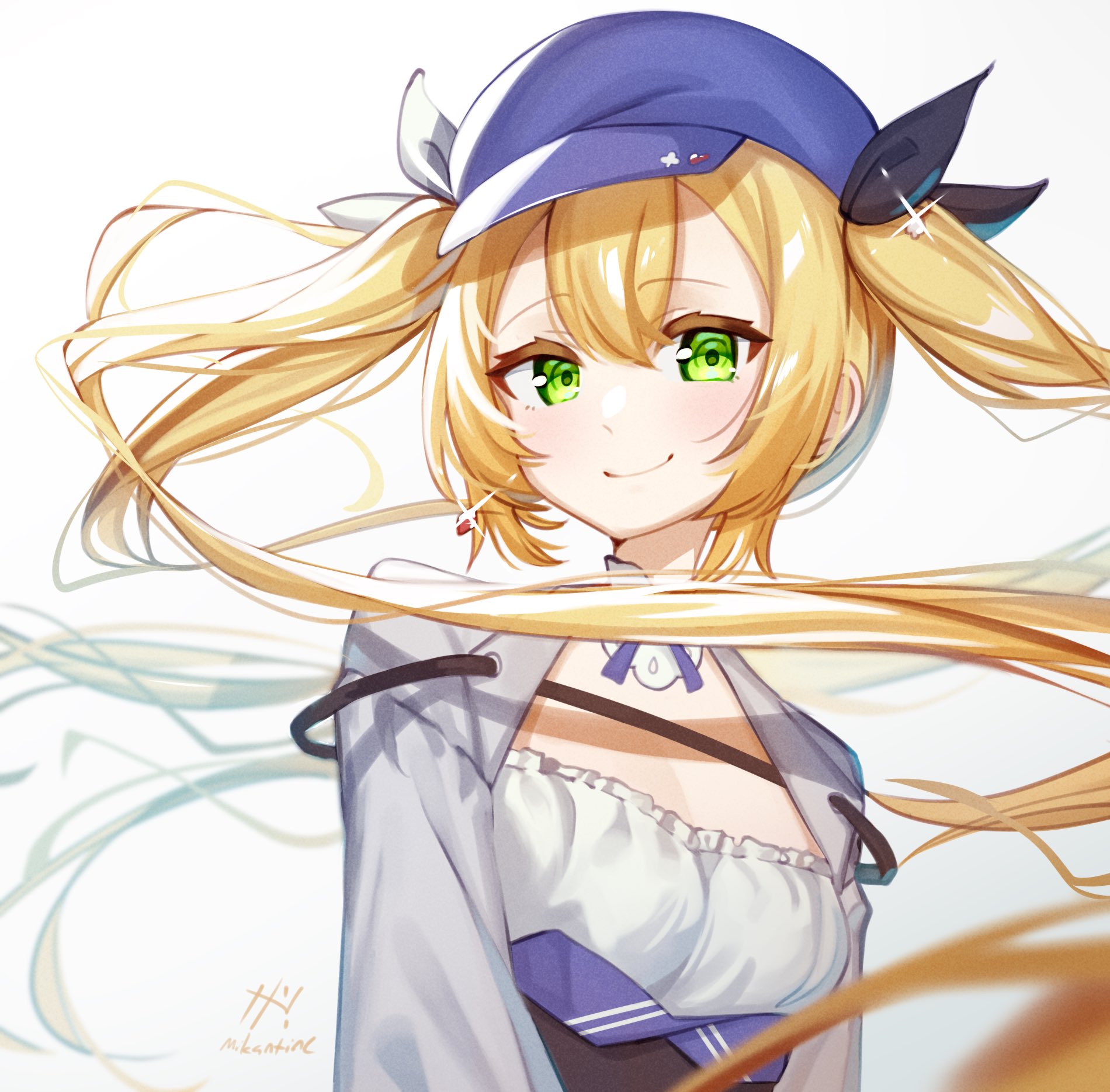 Safebooru - 1girl baseball cap blonde hair blue headwear closed mouth commentary dokibird ...