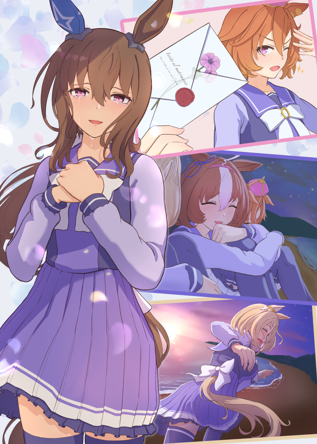 Safebooru - 4girls :d ;d admire vega (umamusume) agepan. (pangcha3324) ahoge animal ears blonde ...