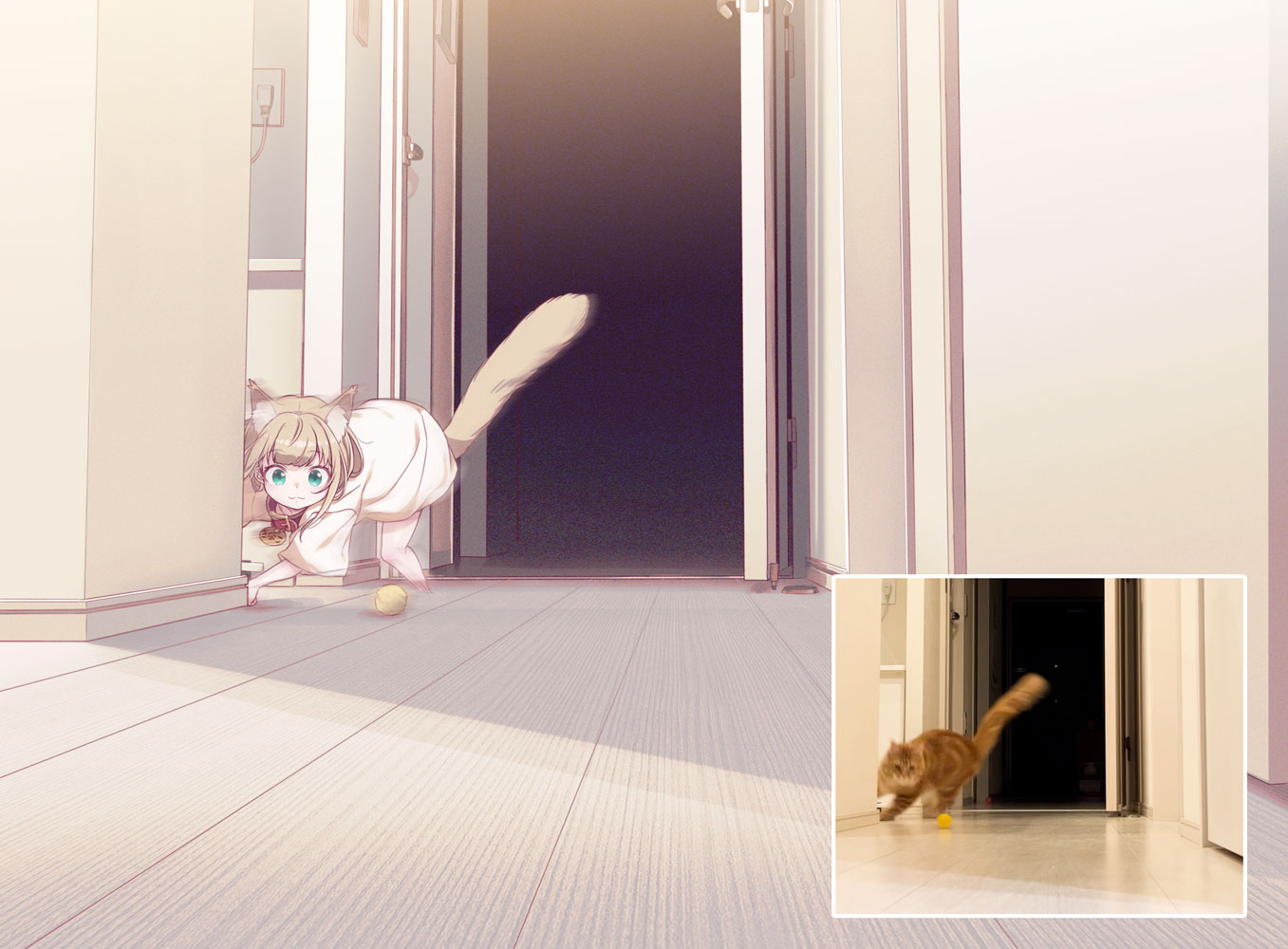 Safebooru - 1girl 40hara :3 all fours animal collar animal ear fluff animal ears aqua eyes ...
