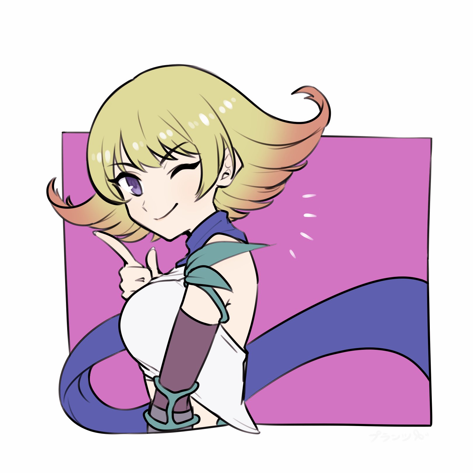 Safebooru - 1girl 72kuri blonde hair blue scarf crop top flipped hair gradient hair highres kid ...