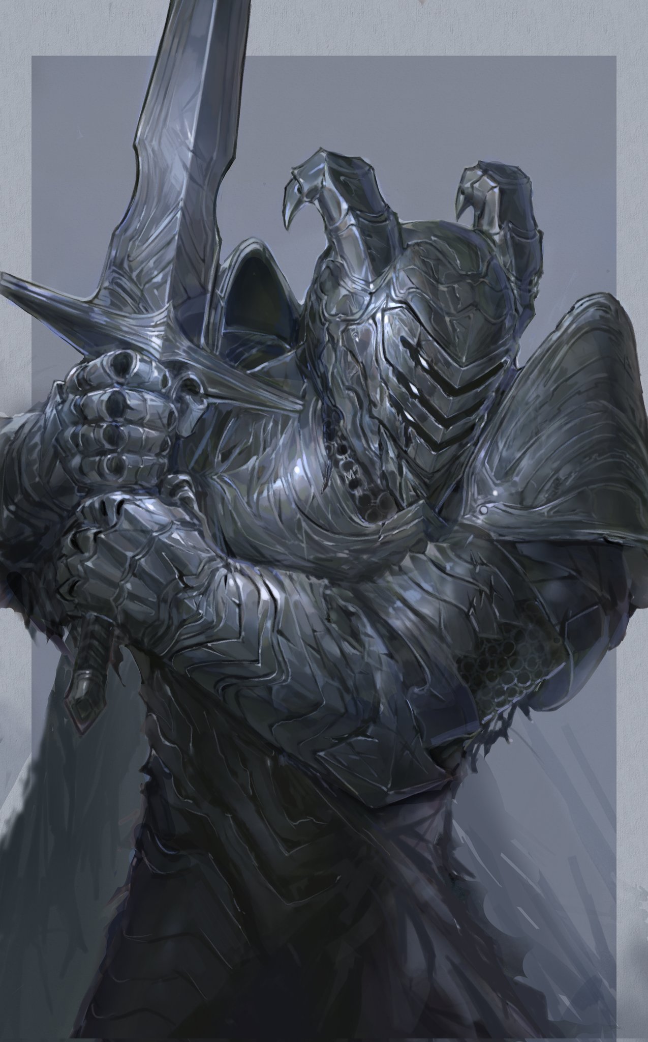 Safebooru - 1other armor border breastplate chainmail fake horns ...