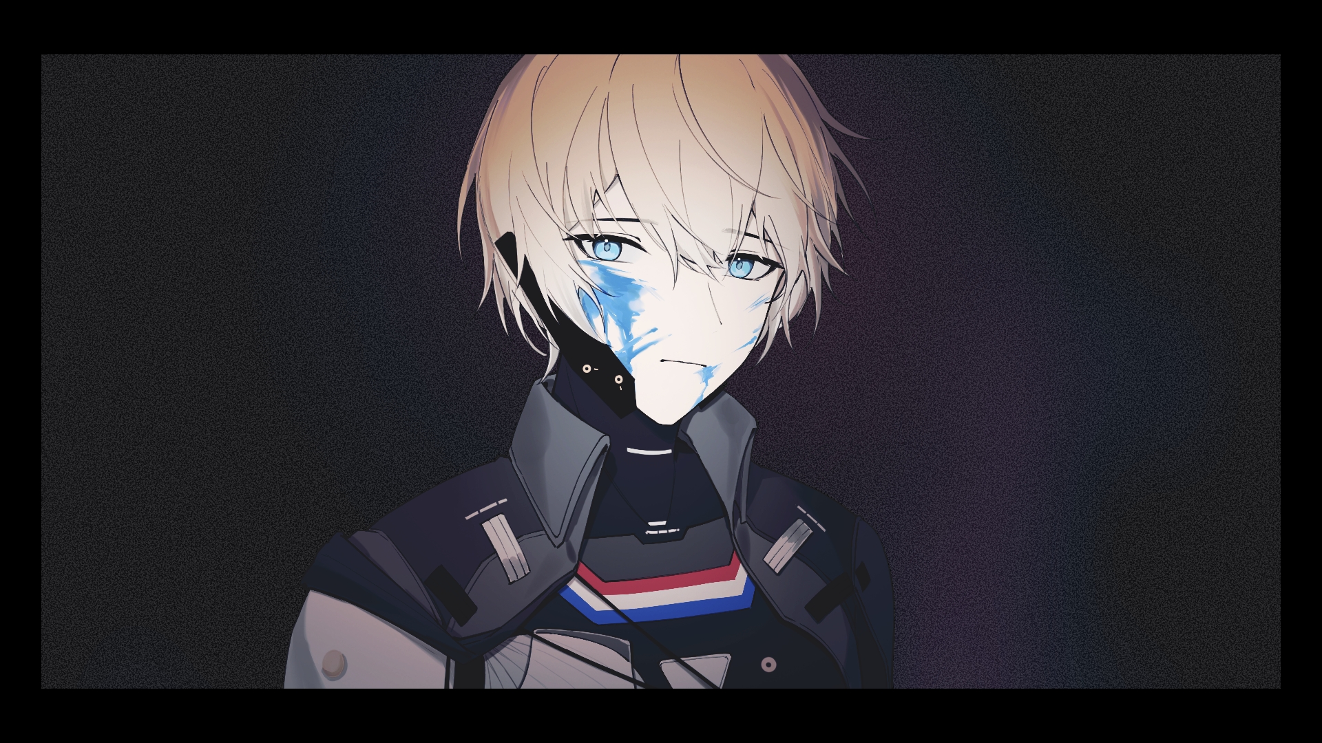 Safebooru - 1boy black background black bodysuit blonde hair blood blood from mouth blood on ...