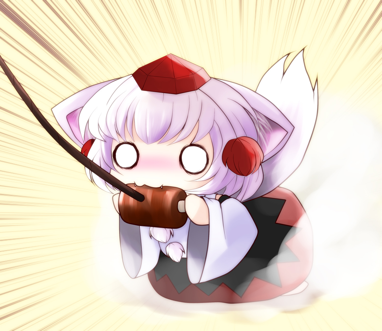 Safebooru - :3 animal ears biting boned meat chibi detached sleeves ...