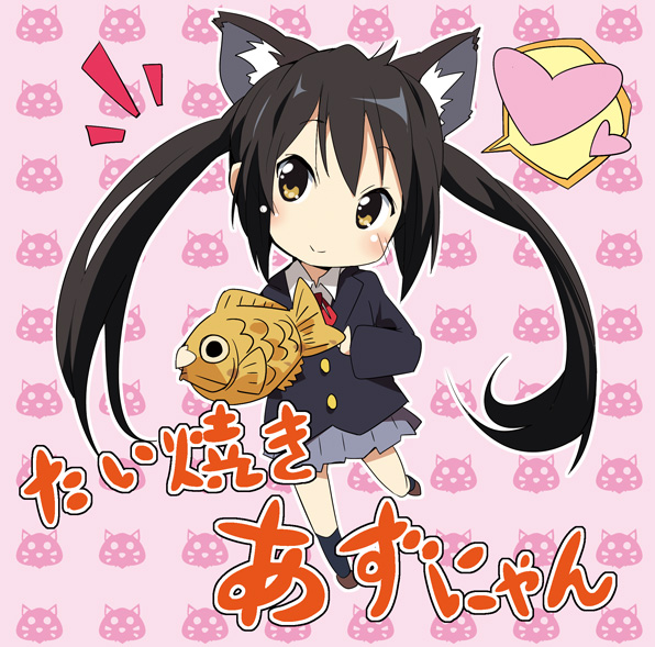 Safebooru - animal ears black hair blush cat ears chibi food heart ixy ...