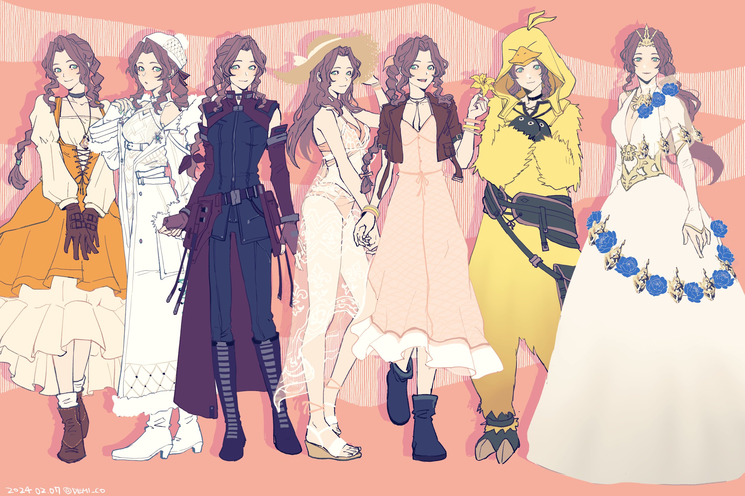 Safebooru - 1girl aerith gainsborough aerith gainsborough (chocobo suit) aerith gainsborough ...