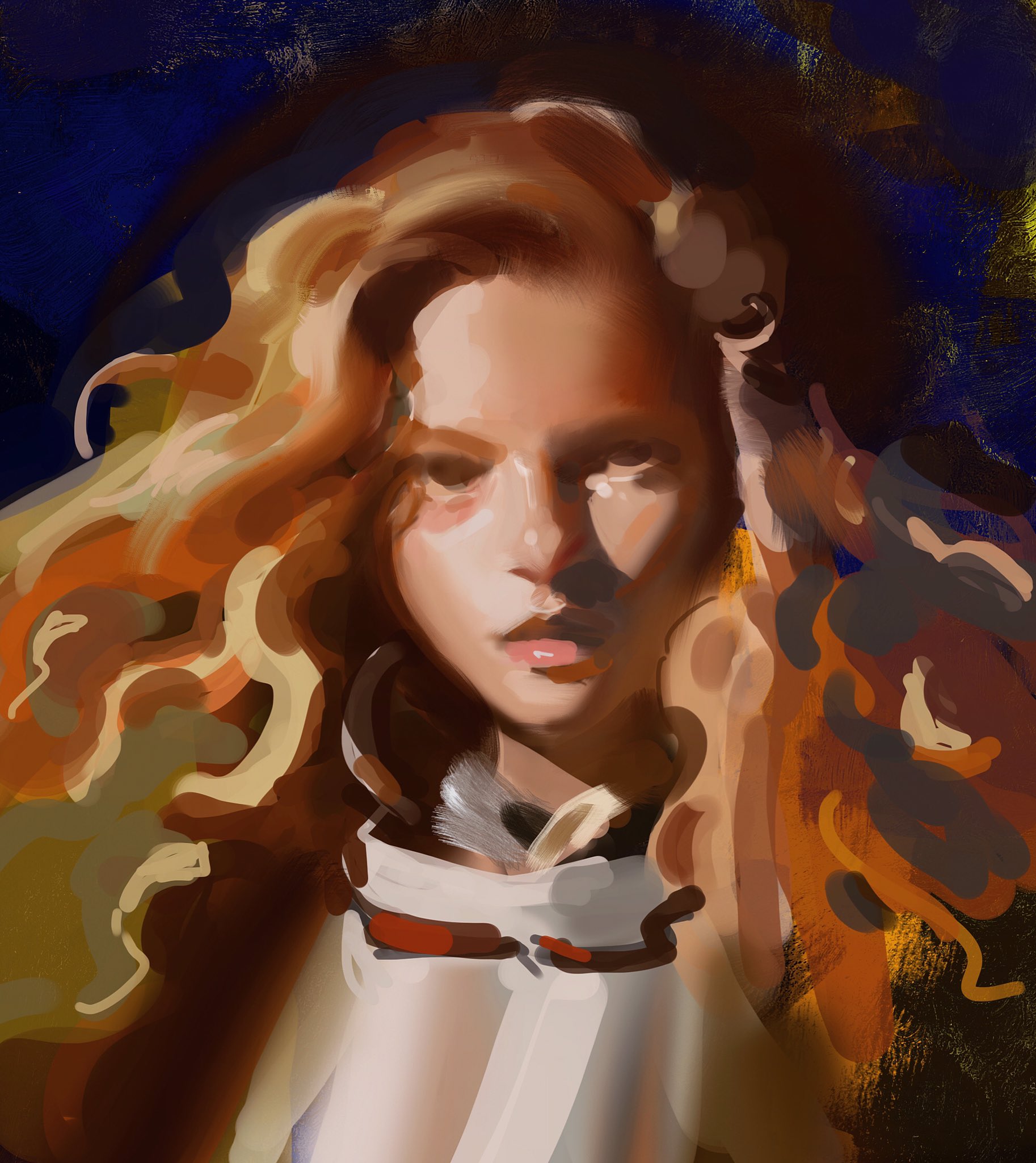 Safebooru - 1girl art study blonde hair brown eyes brown hair closed eyes closed mouth ...