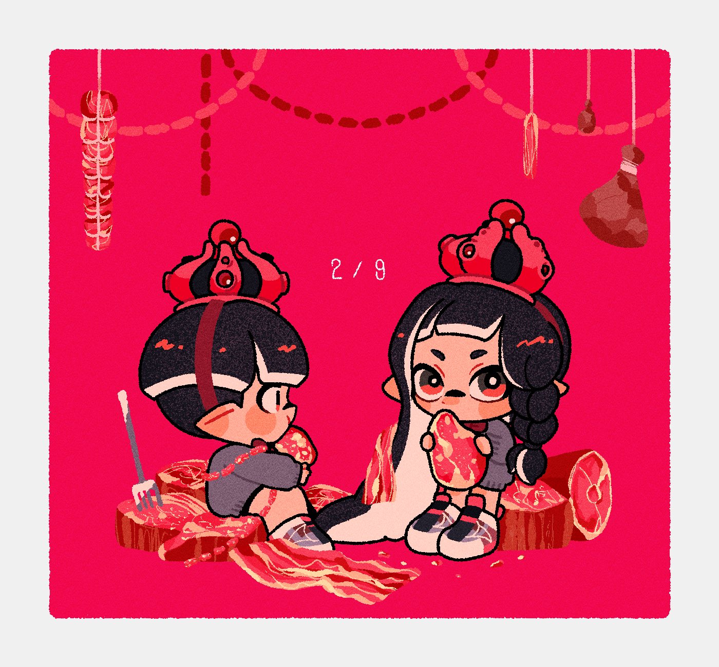 Safebooru - 1boy 1girl bacon black hair border braid braided sidelock ...