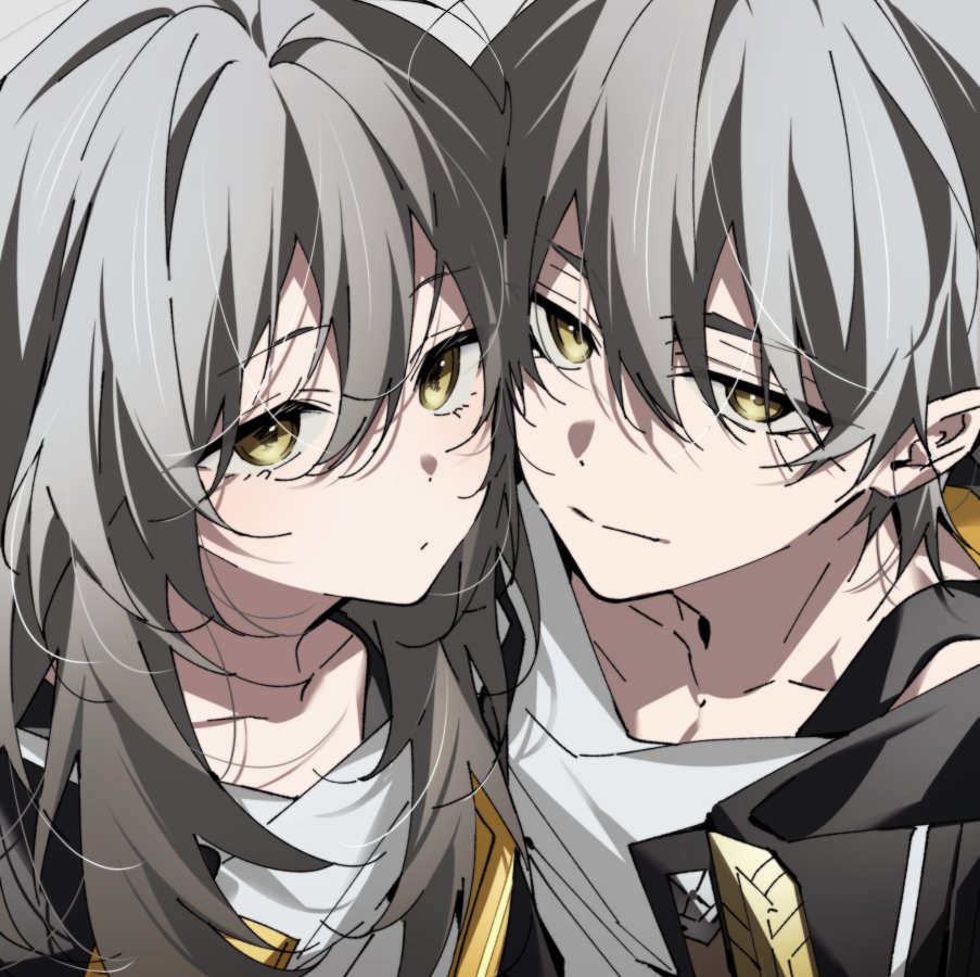 Safebooru - 1boy 1girl black coat blonde hair caelus (honkai: star rail) closed mouth coat ...