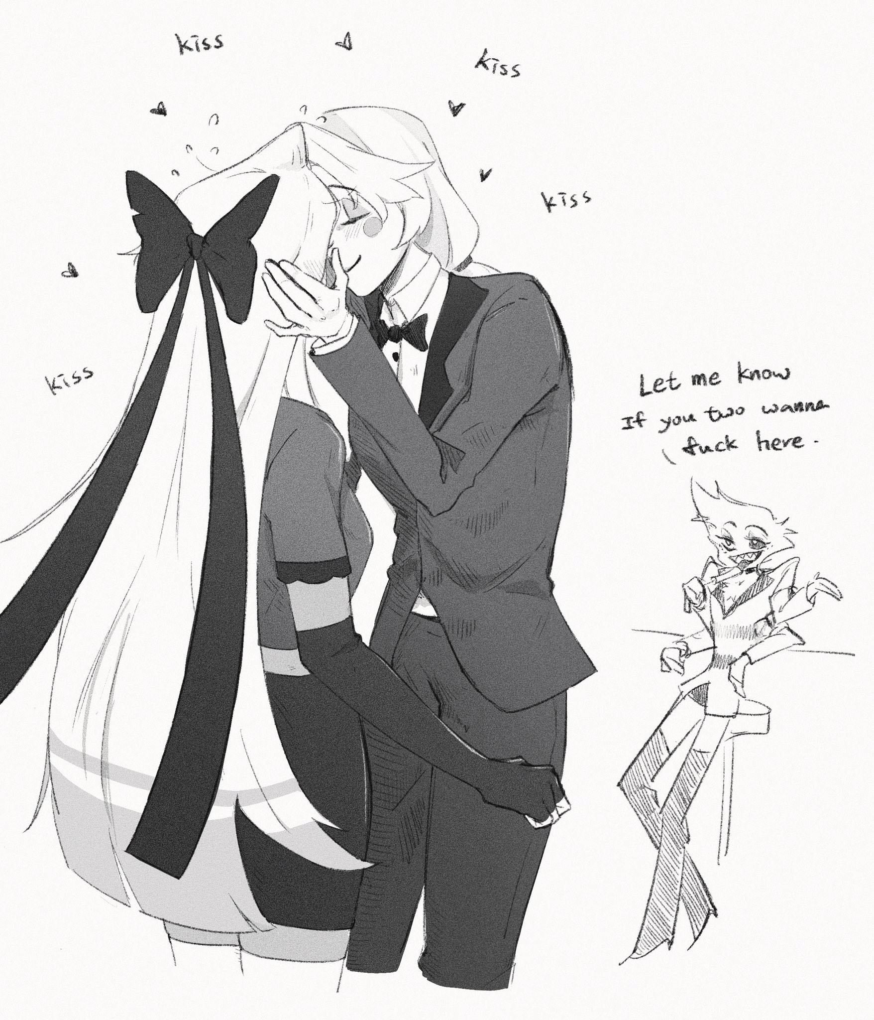 Safebooru - 1boy 2girls angel dust blush charlie morningstar closed ...