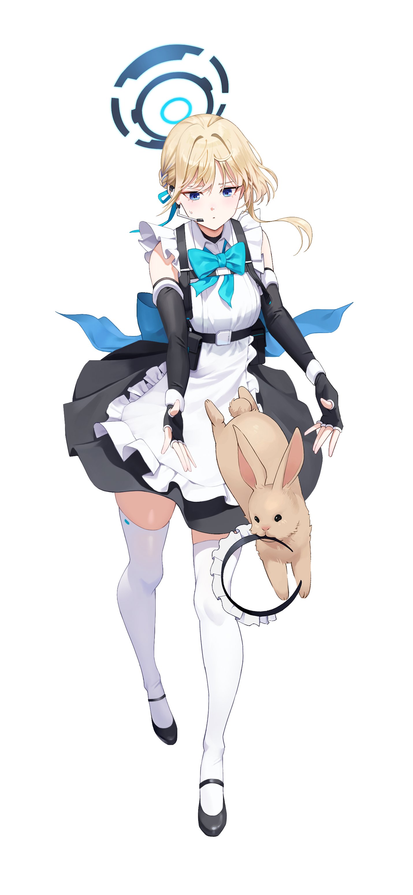 Safebooru - 1girl absurdres animal apron black dress black footwear black gloves blonde hair ...