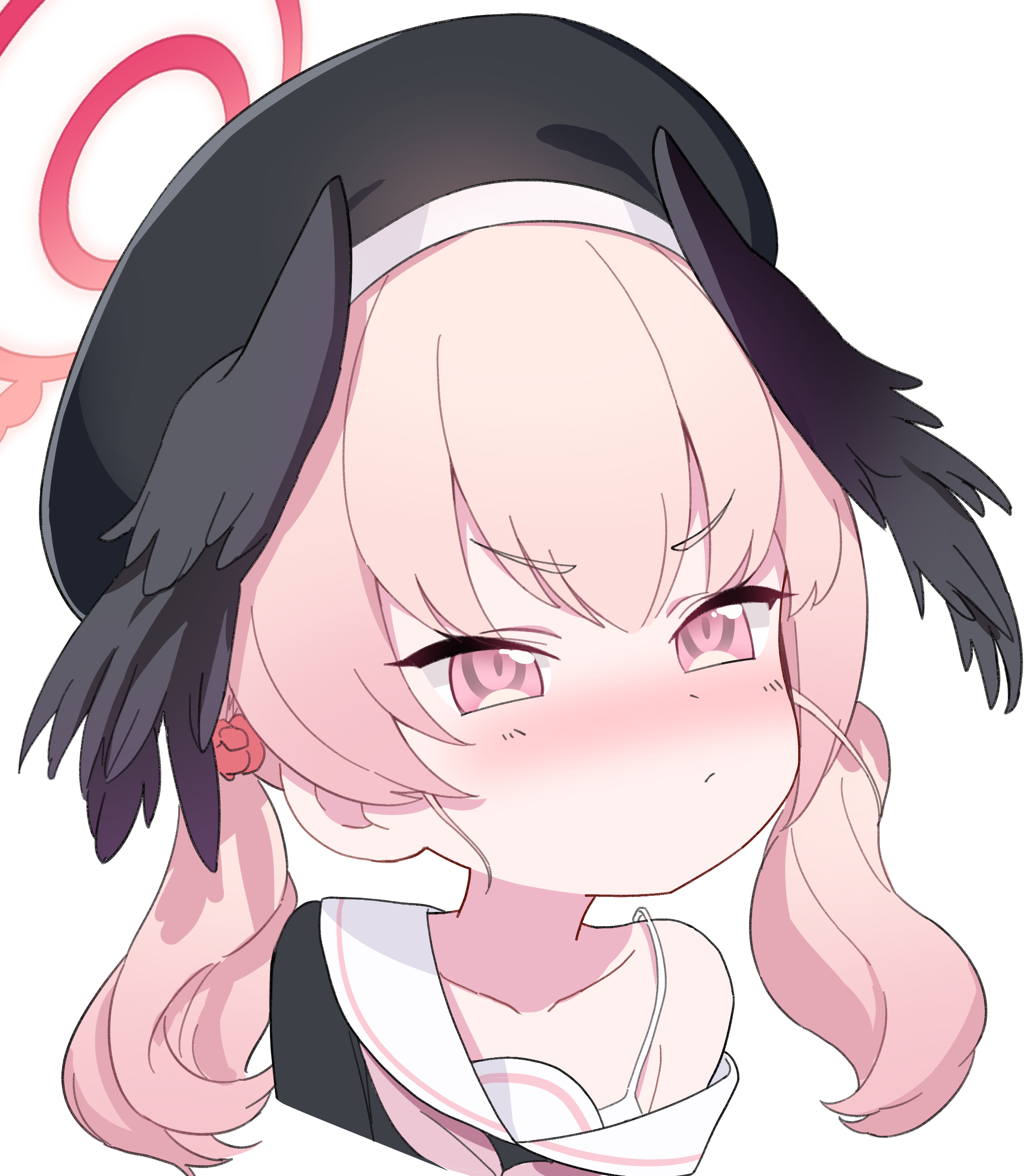 Safebooru - 1girl absurdres beret black headwear black shirt blue archive blush closed mouth ...