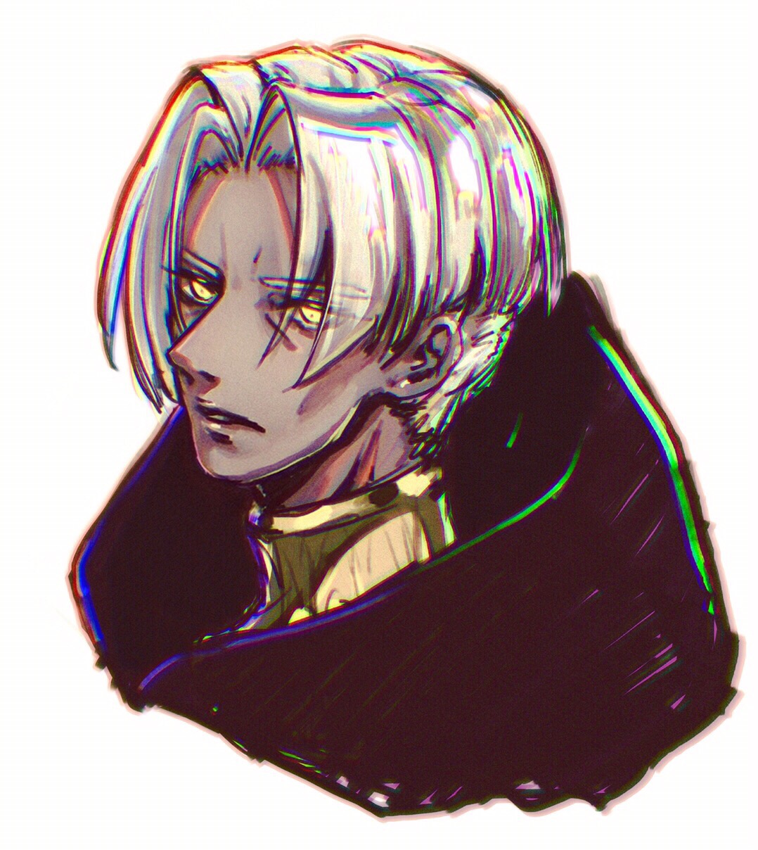 Safebooru - 1boy black cloak chromatic aberration cloak colored skin ...