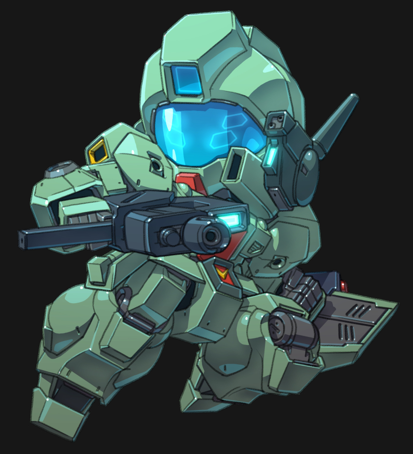 Safebooru - arm shield assault visor beam rifle black background char's counterattack chibi ...