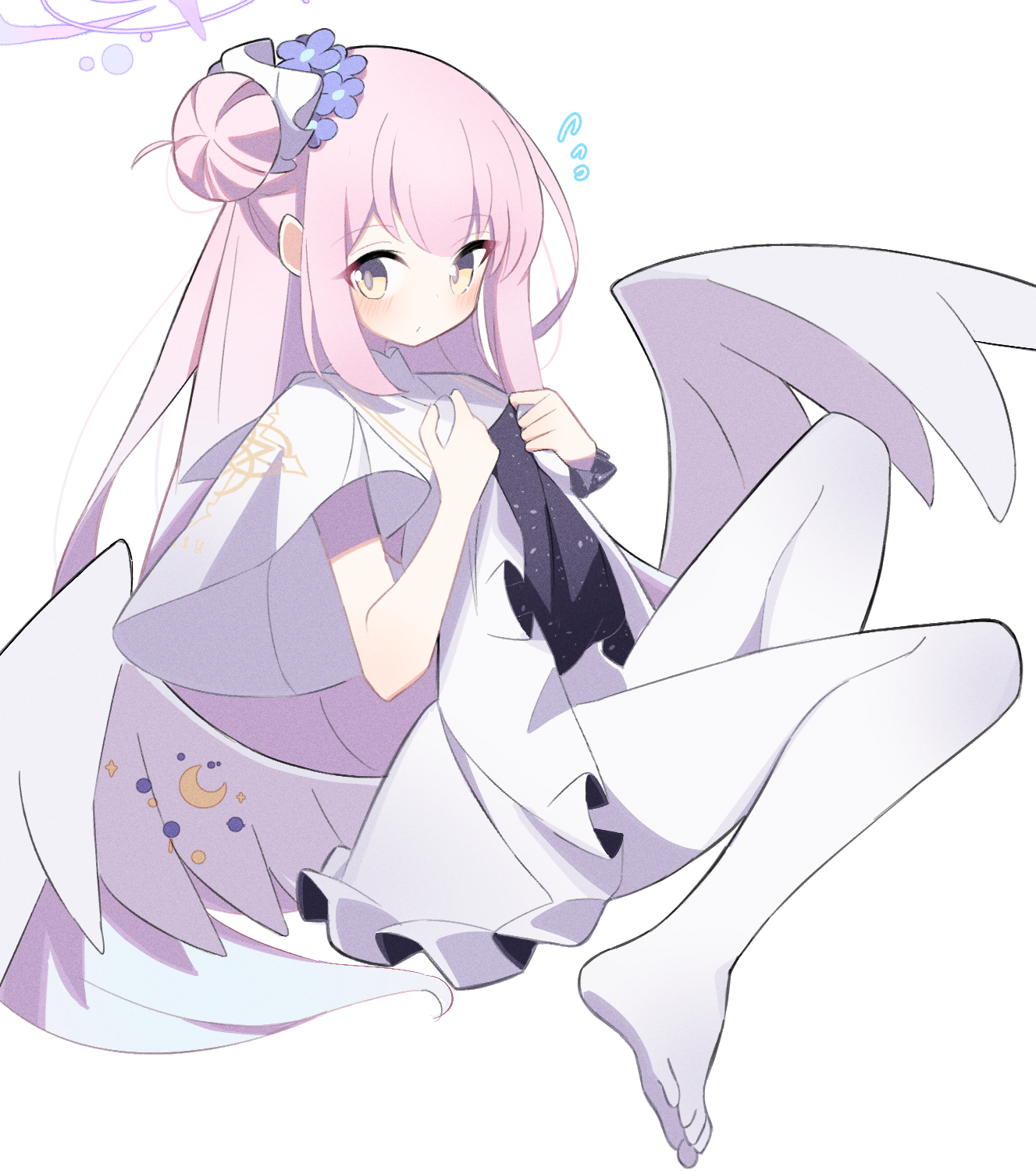 Safebooru 1girl Angel Wings Bare Arms Blue Archive Dress Halo Highres 0267