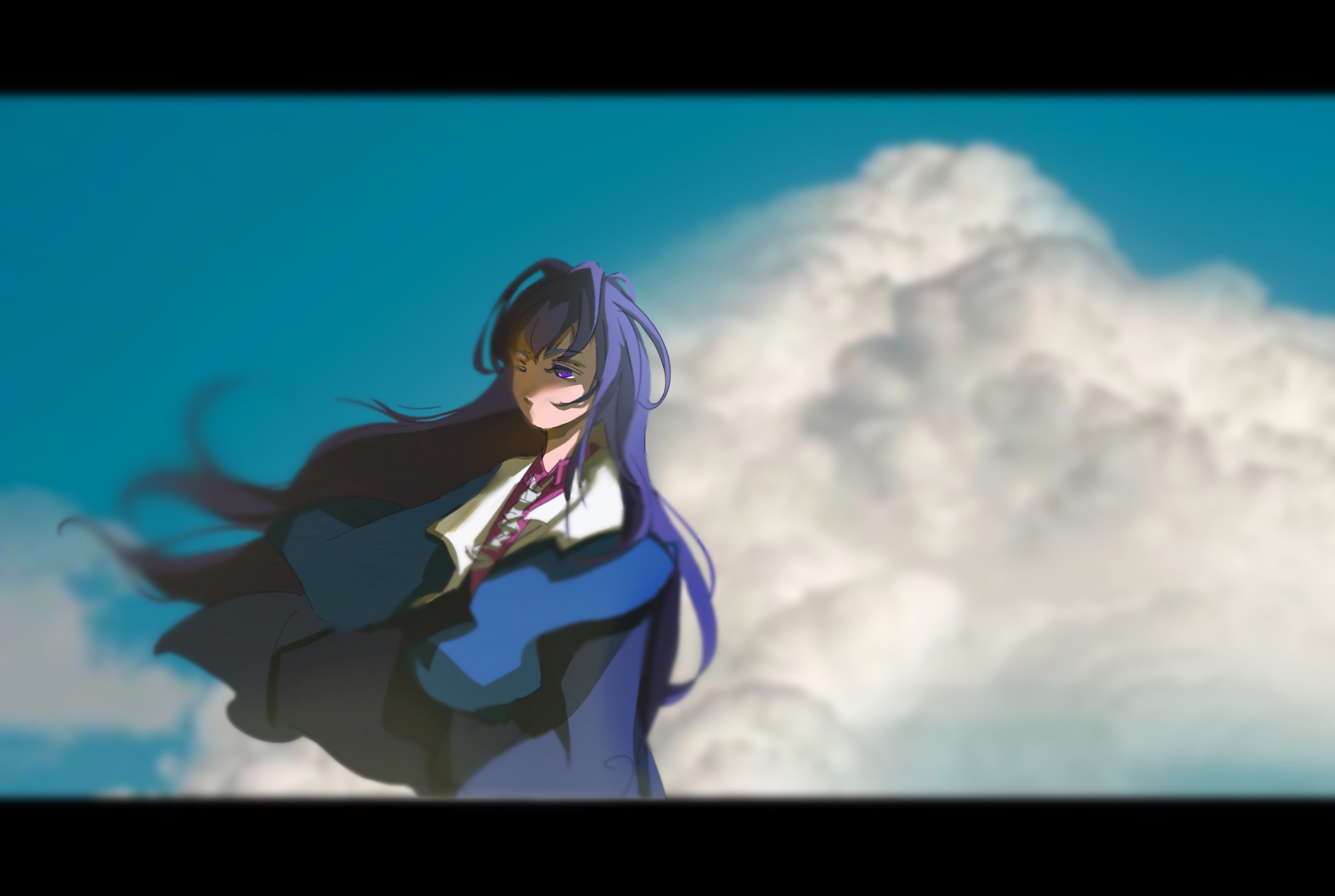 Safebooru - 1other androgynous ascot blue capelet blue coat capelet ...