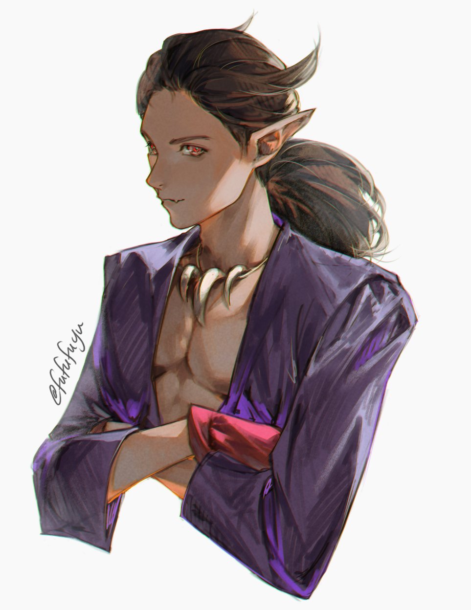 Safebooru - 1boy brown hair cropped torso crossed arms dotesper dragon ...