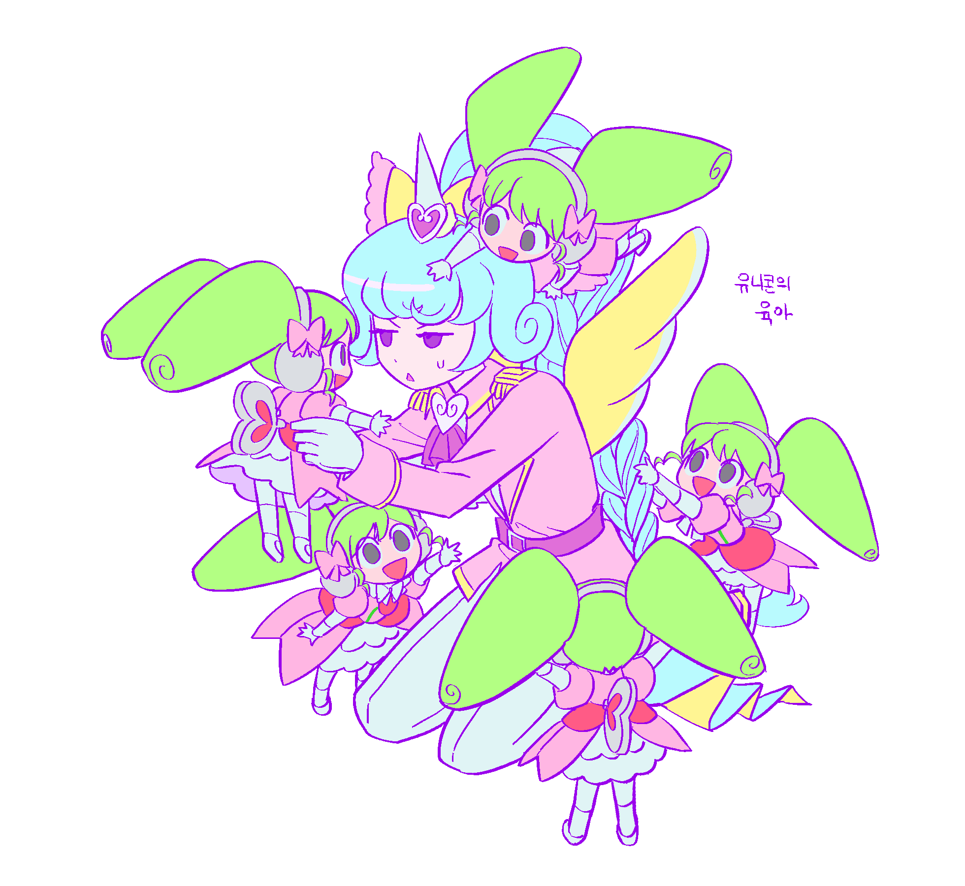 Safebooru - 6+girls belt braid braided ponytail commentary request ...