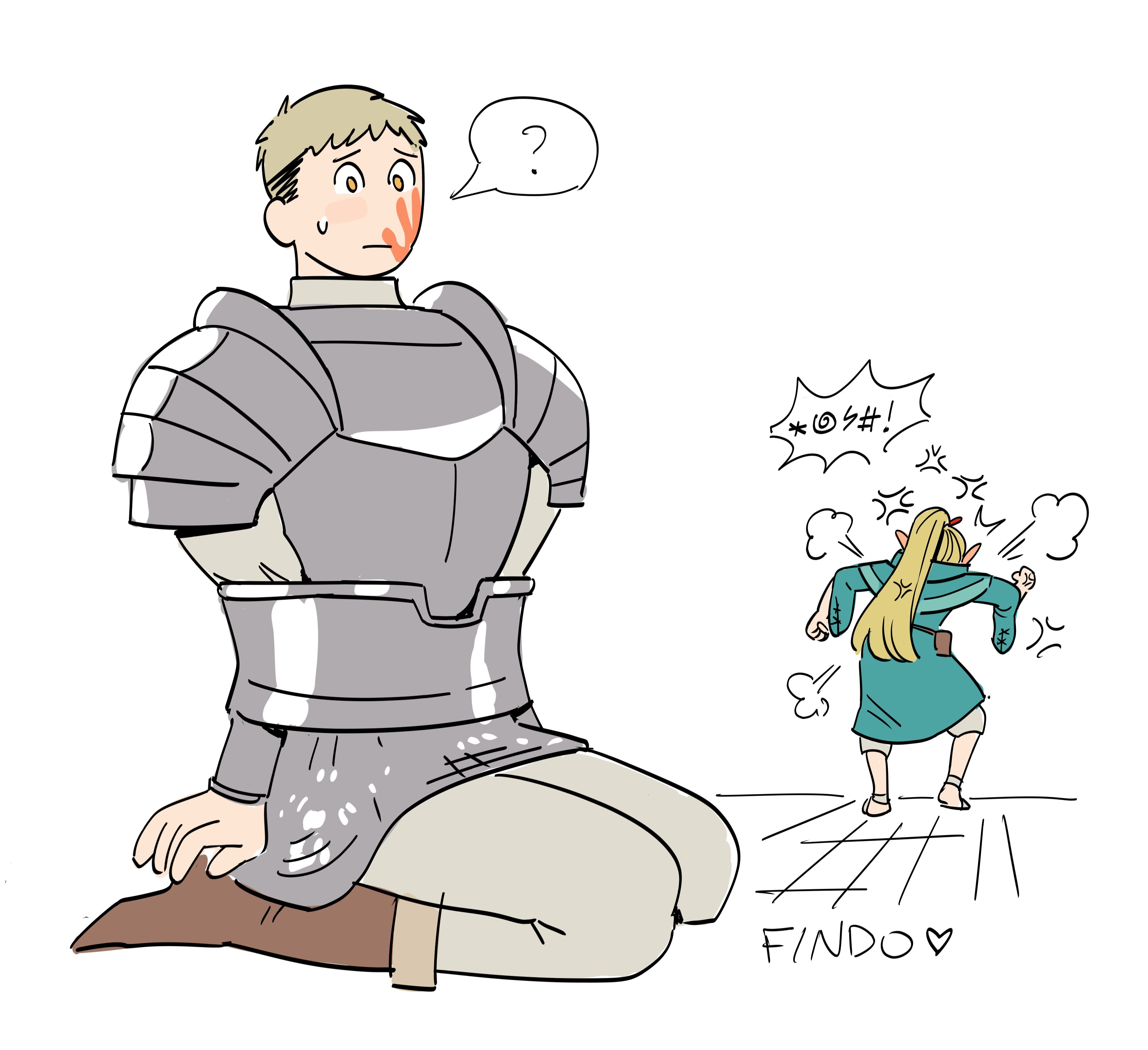 Safebooru - 1boy 1girl ? absurdres anger vein angry armor blonde hair blue capelet blue robe ...