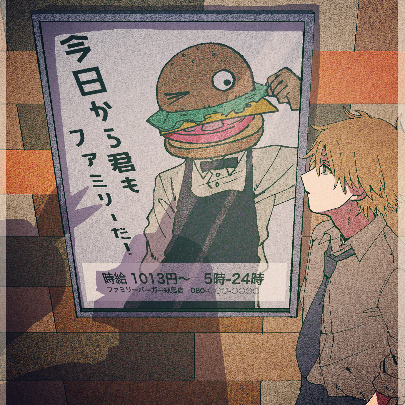 Safebooru - 1girl 2boys black necktie blonde hair brick wall brown eyes chainsaw man commentary ...