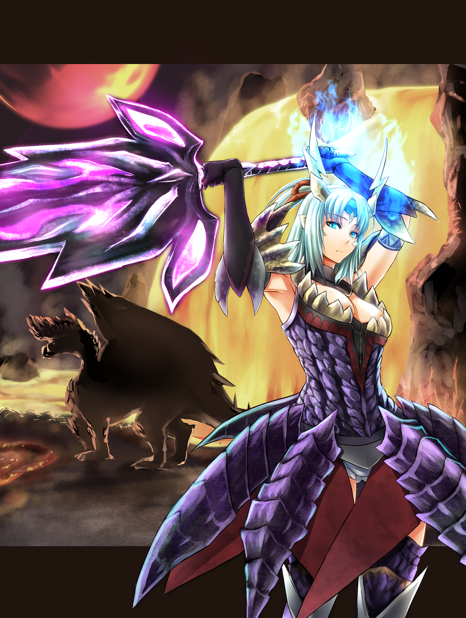 Safebooru - 1girl alatreon alatreon (armor) aqua eyes aqua hair armor ...