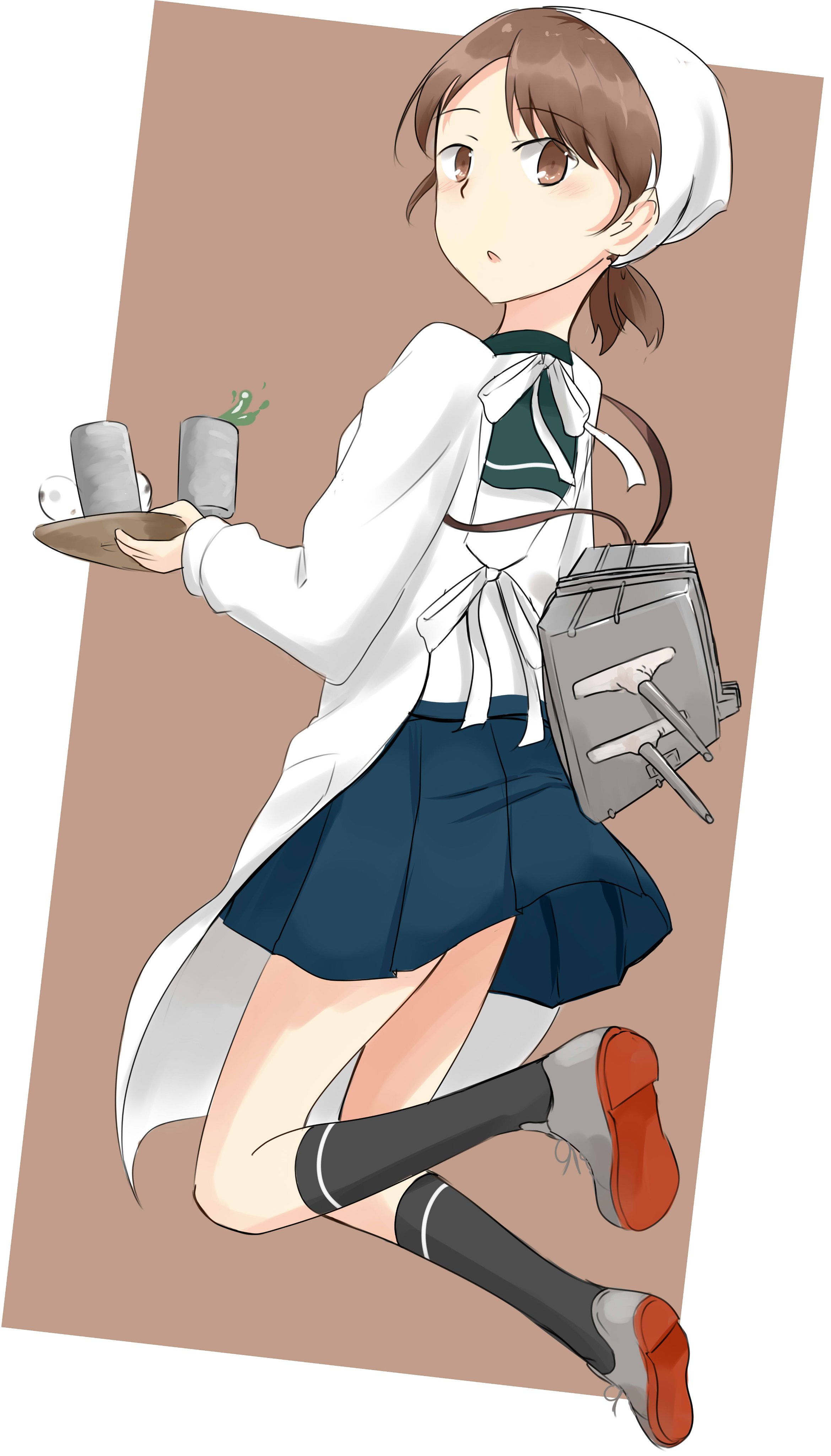 Safebooru 1girl Absurdres Adapted Turret Apron Back Blush Brown 1343
