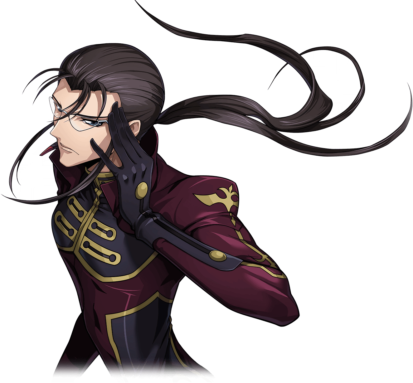 Safebooru - 1boy adjusting eyewear arm at side artist request bangs ...