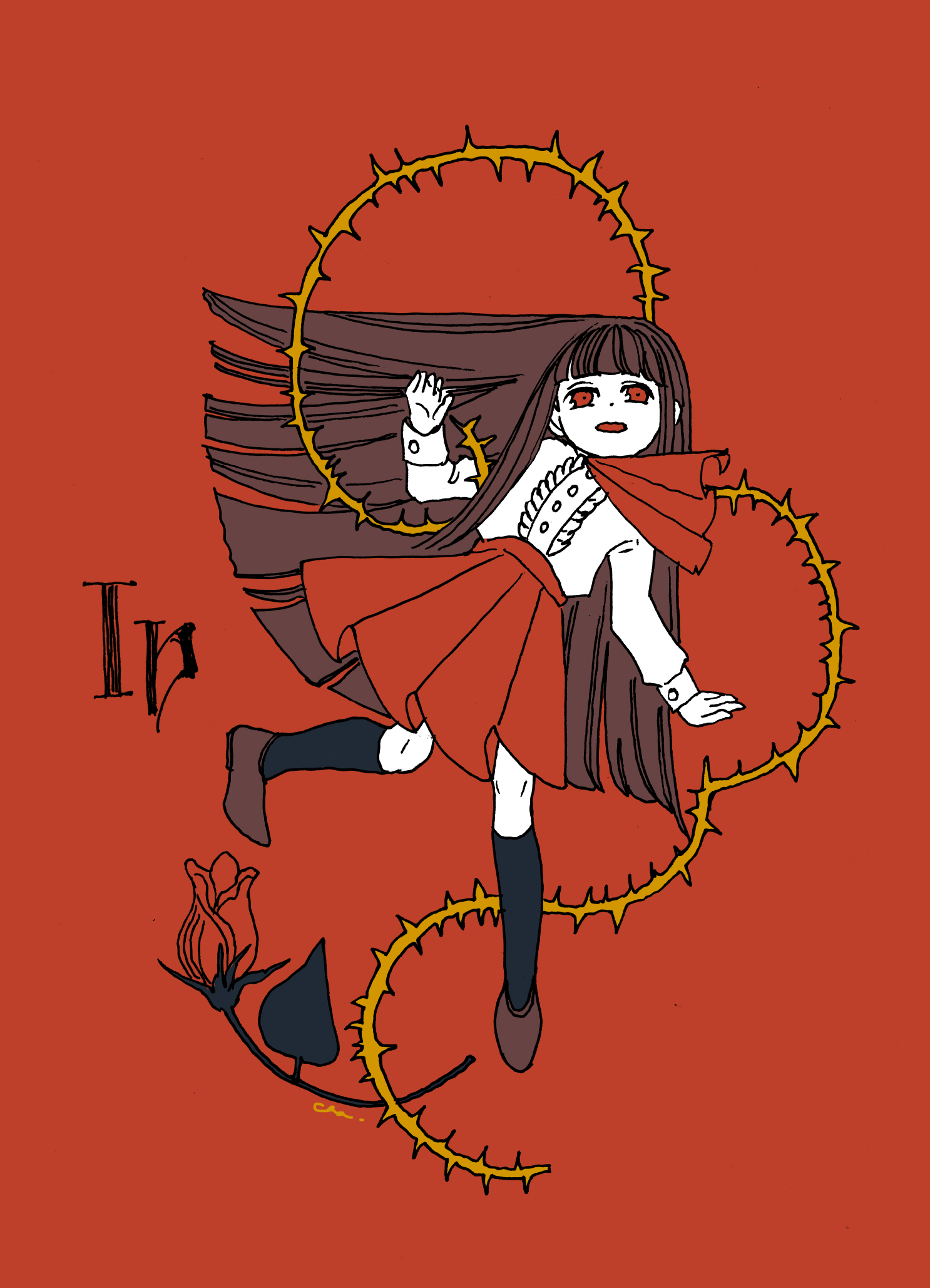 Safebooru - 1girl ascot black socks blunt bangs blunt ends brown hair ...