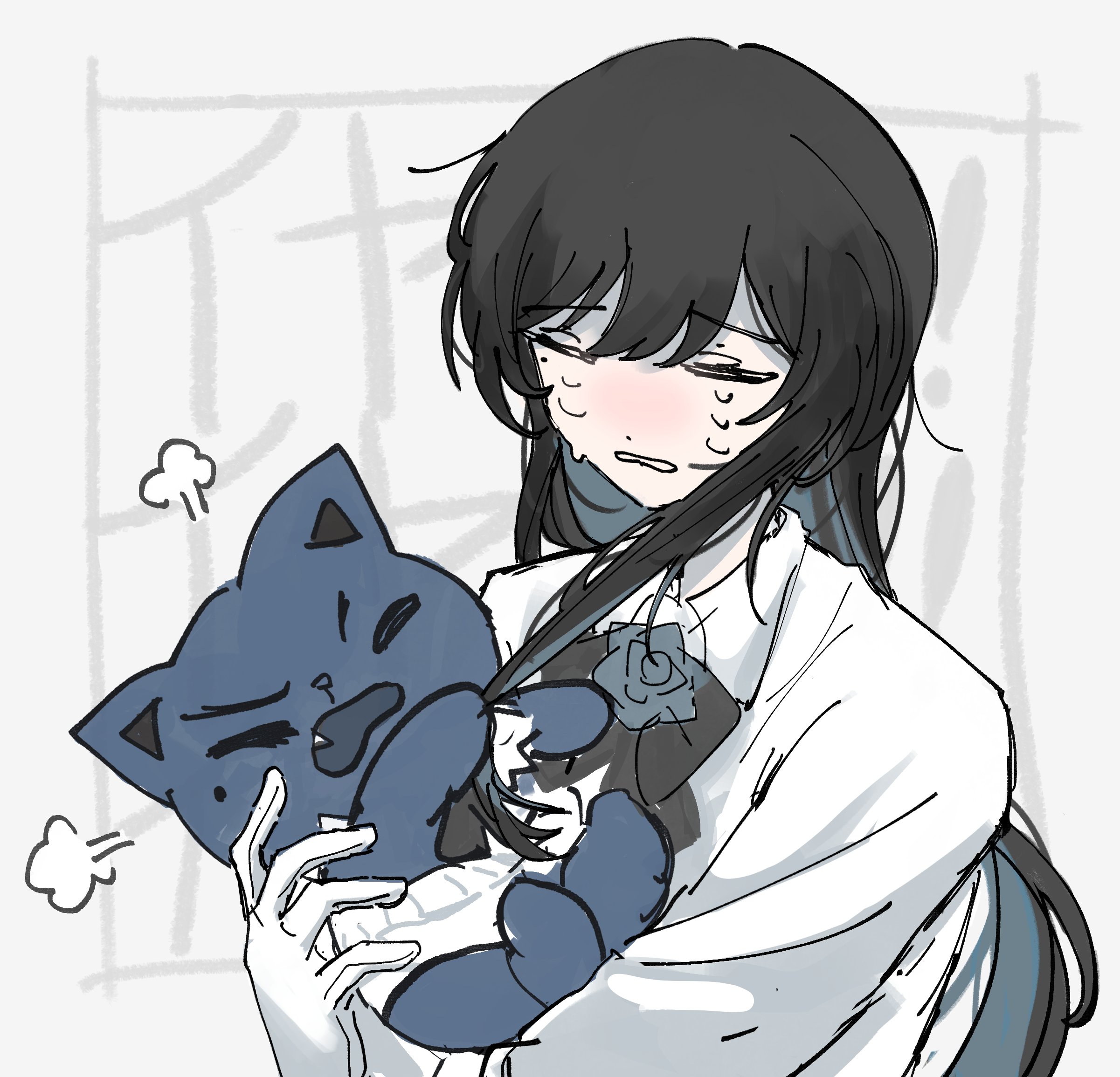 Safebooru - 1girl ado (utaite) black bow black bowtie black hair blue ...