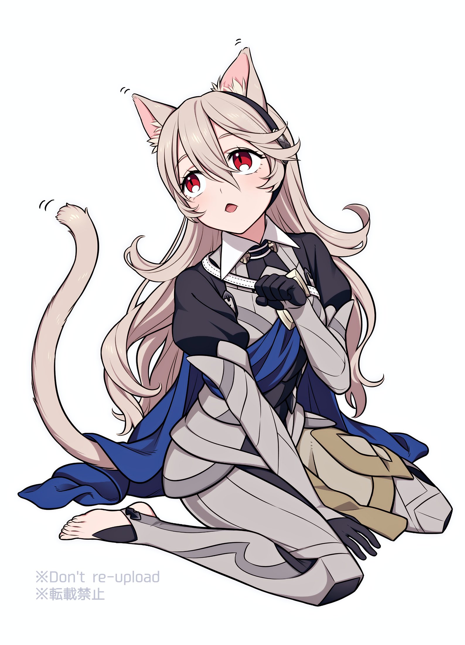 Safebooru - 1girl animal ears black hairband blue cape cape cat ears ...