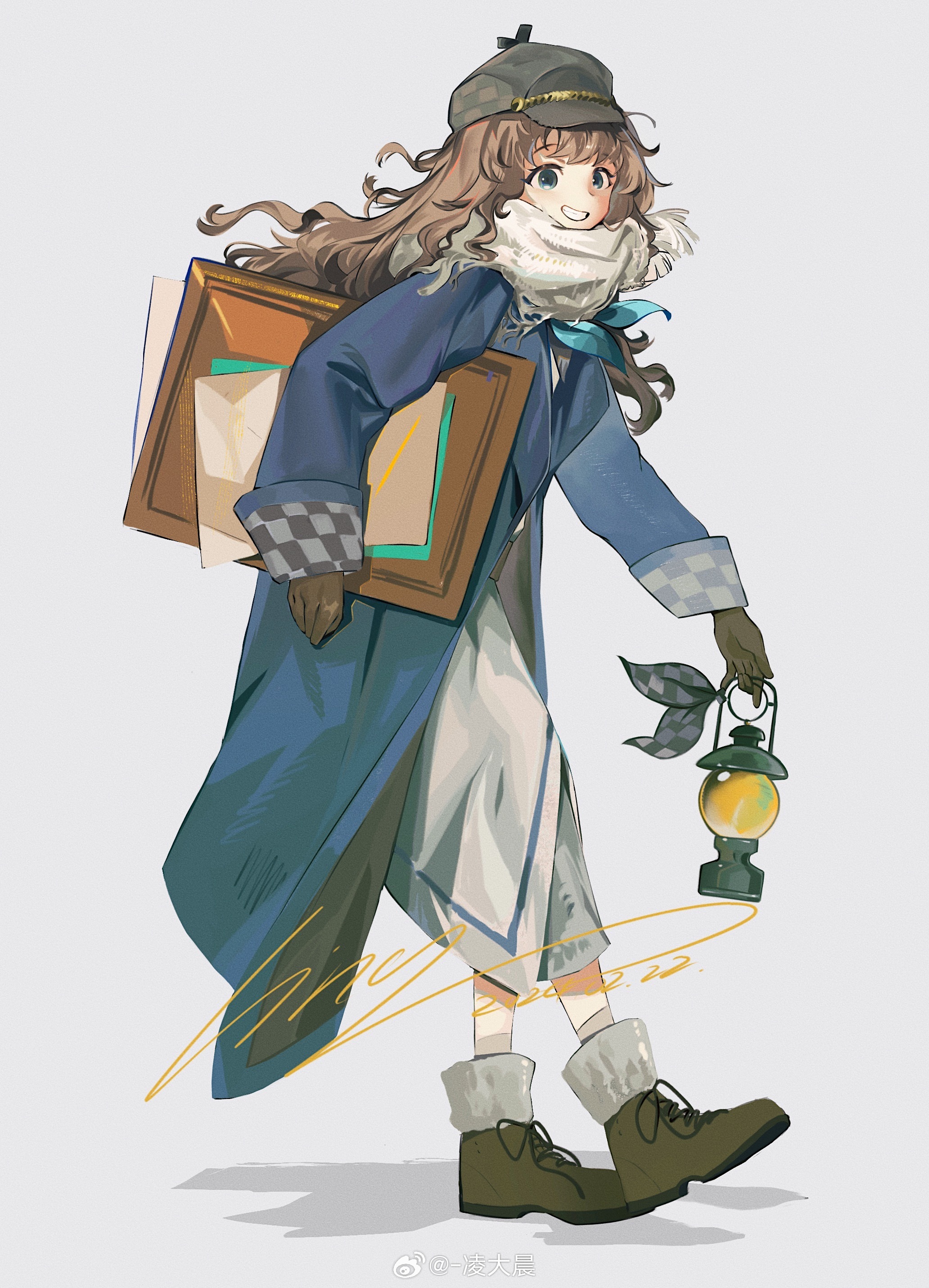 Safebooru - 1girl 2024 absurdres ankle boots artist name blue coat blue eyes blue neckerchief ...