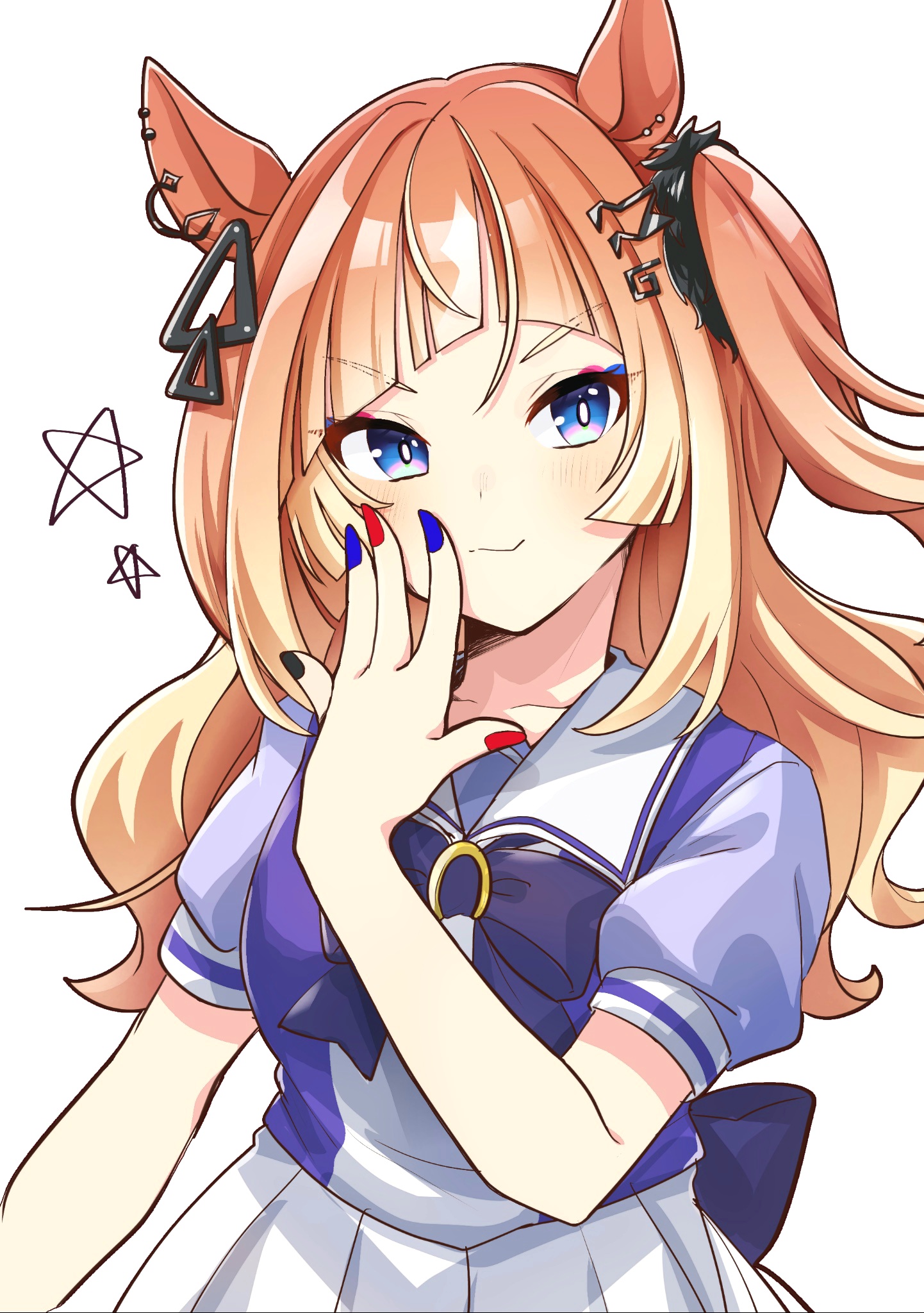 Safebooru - 1girl amano (amano miko) animal ears blue eyes blush breasts brown hair closed mouth ...